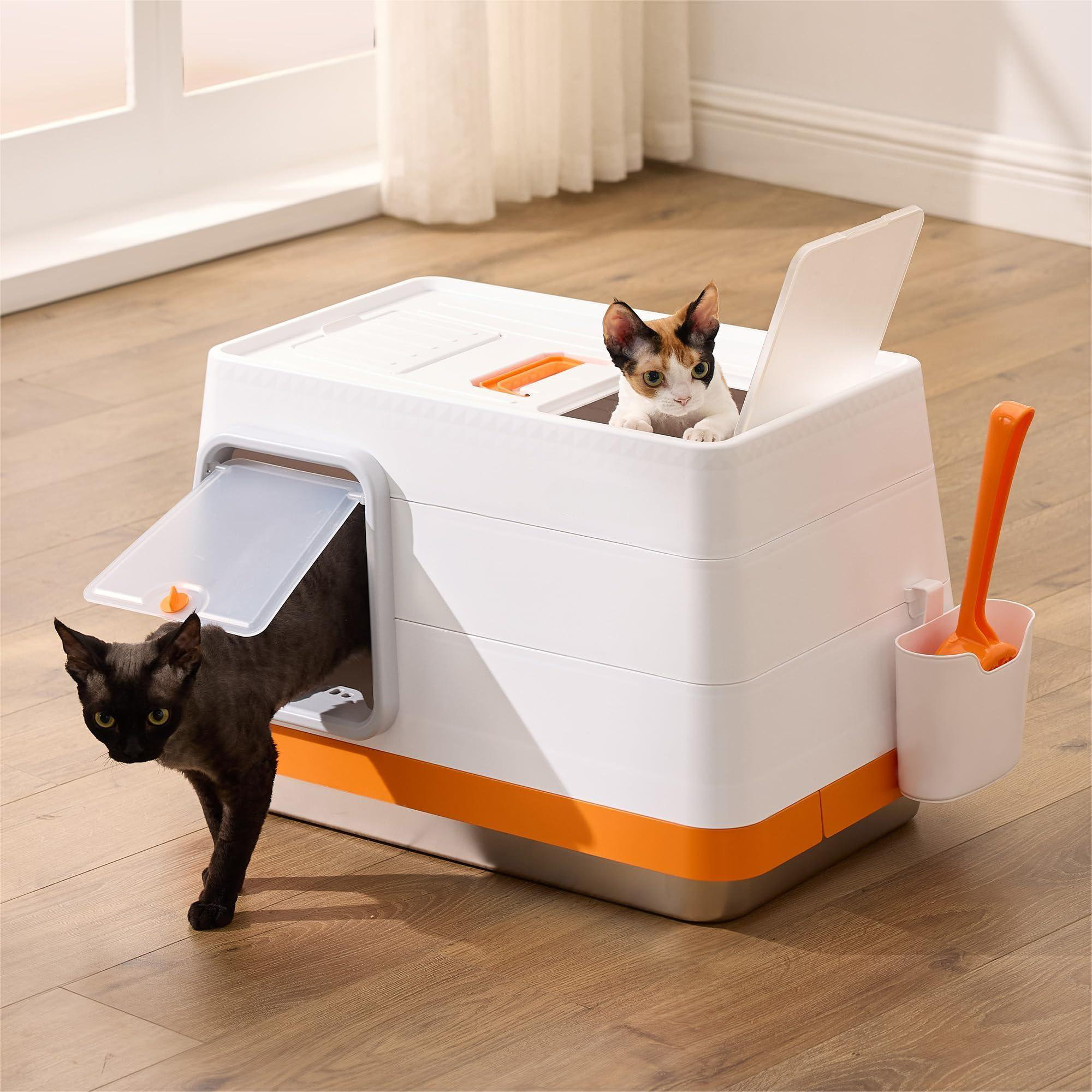 Tucker Murphy Pet™ Stainless Steel Cat Litter Box, Extra Large Covered ...