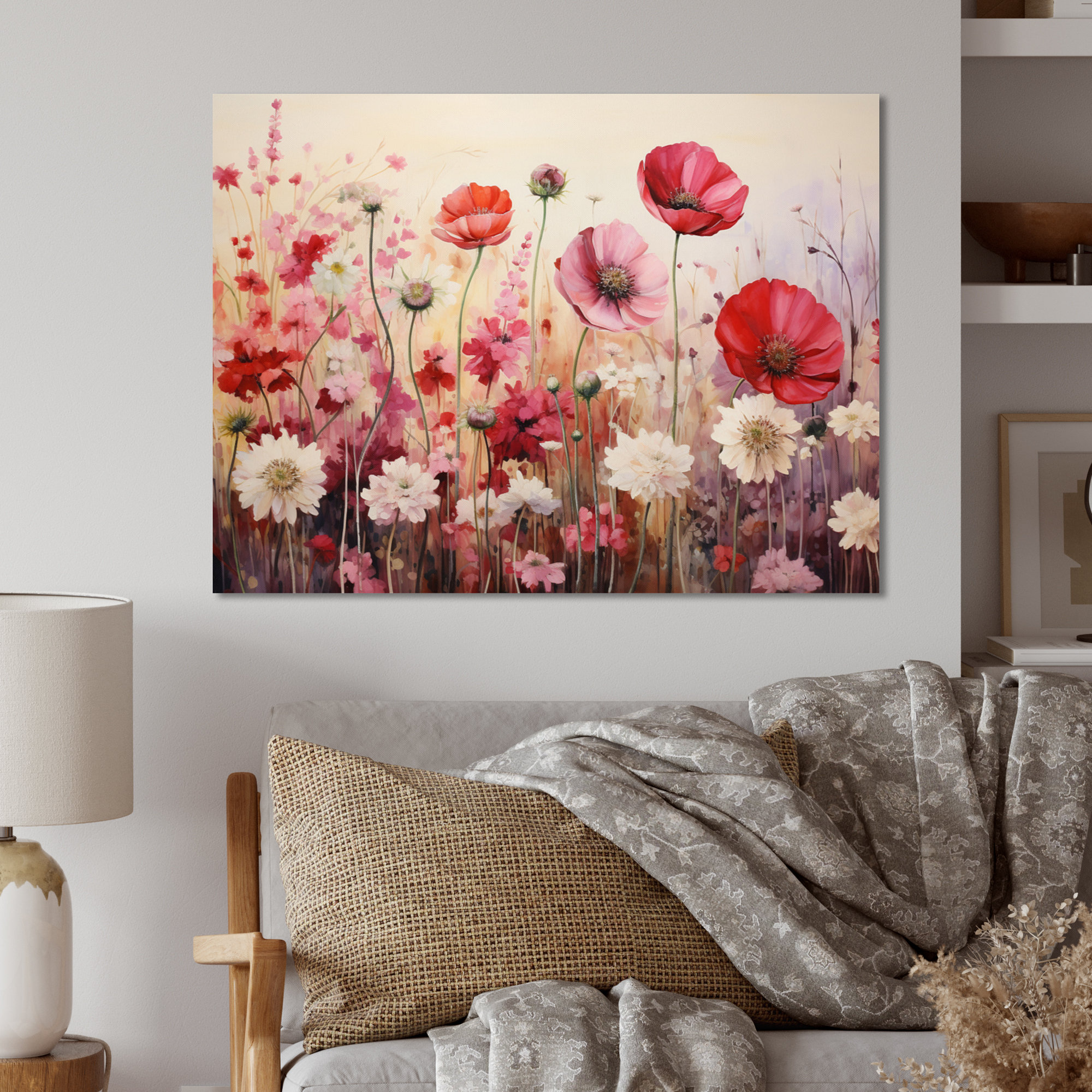 Red Barrel Studio® Coral Flower Field Ruby Garden I - Abstract ...