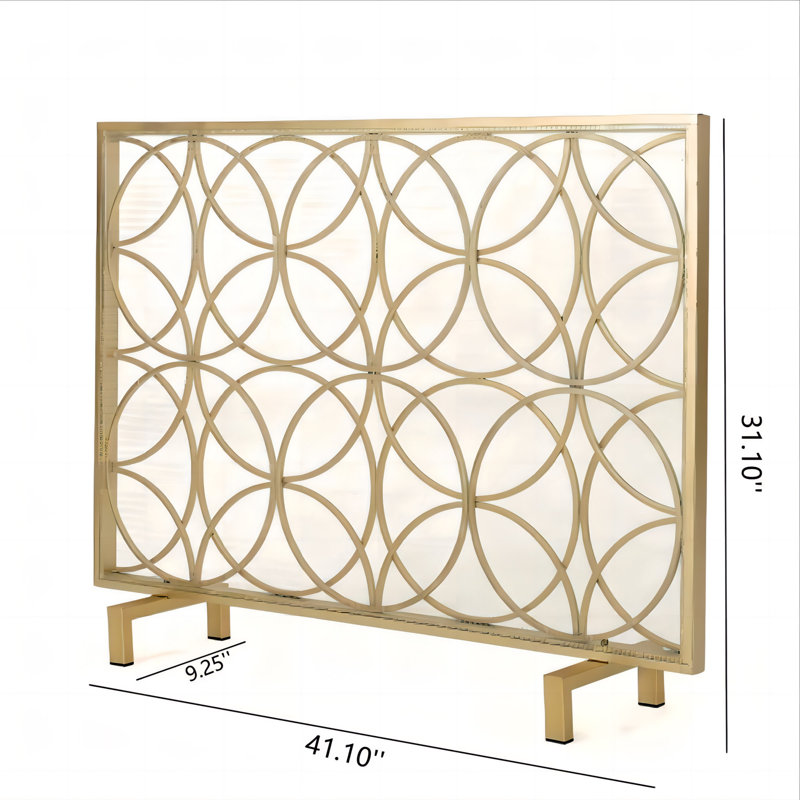 Mercer41 Ajwan Single Panel Fireplace Screen Stand Alone, Geometric ...