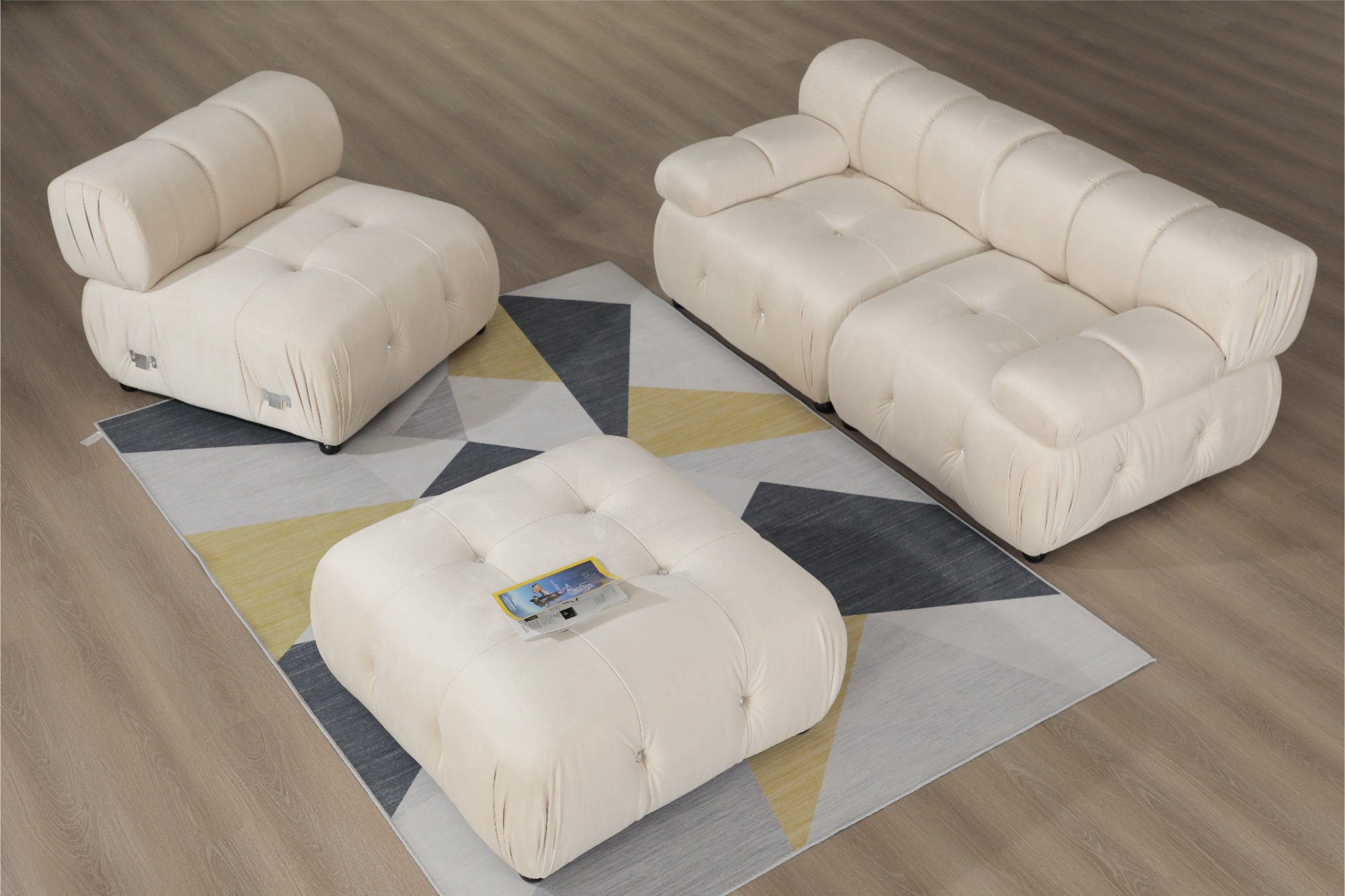 Legend Vansen 106" Wide Velvet Reversible Seating Component with ...