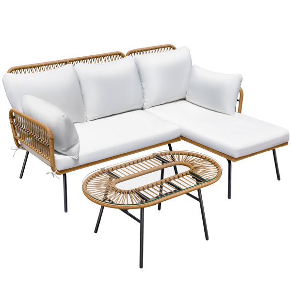 Wade Logan® Areyana 3 Piece Rattan Sofa Seating Group with Cushions ...