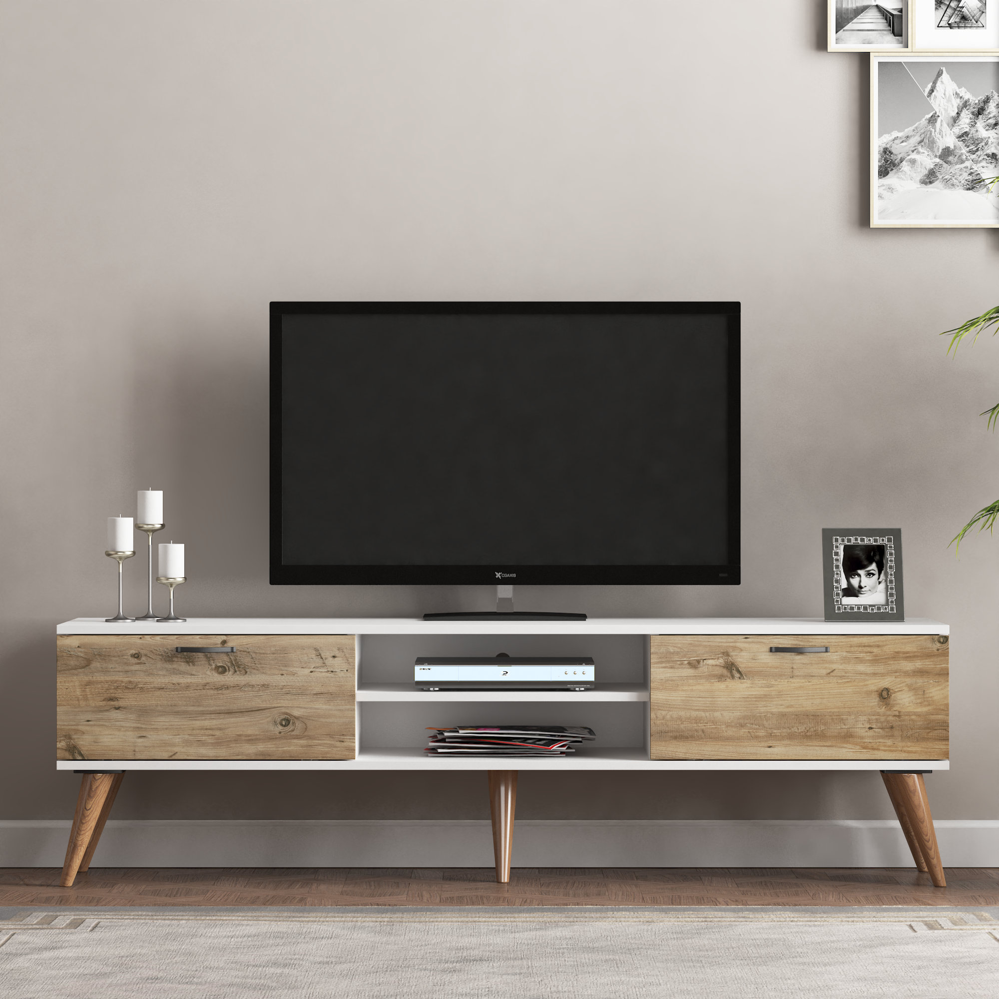 Corrigan Studio Juback Decorative Tv Stand Up to 80'' TVs Modern Media ...
