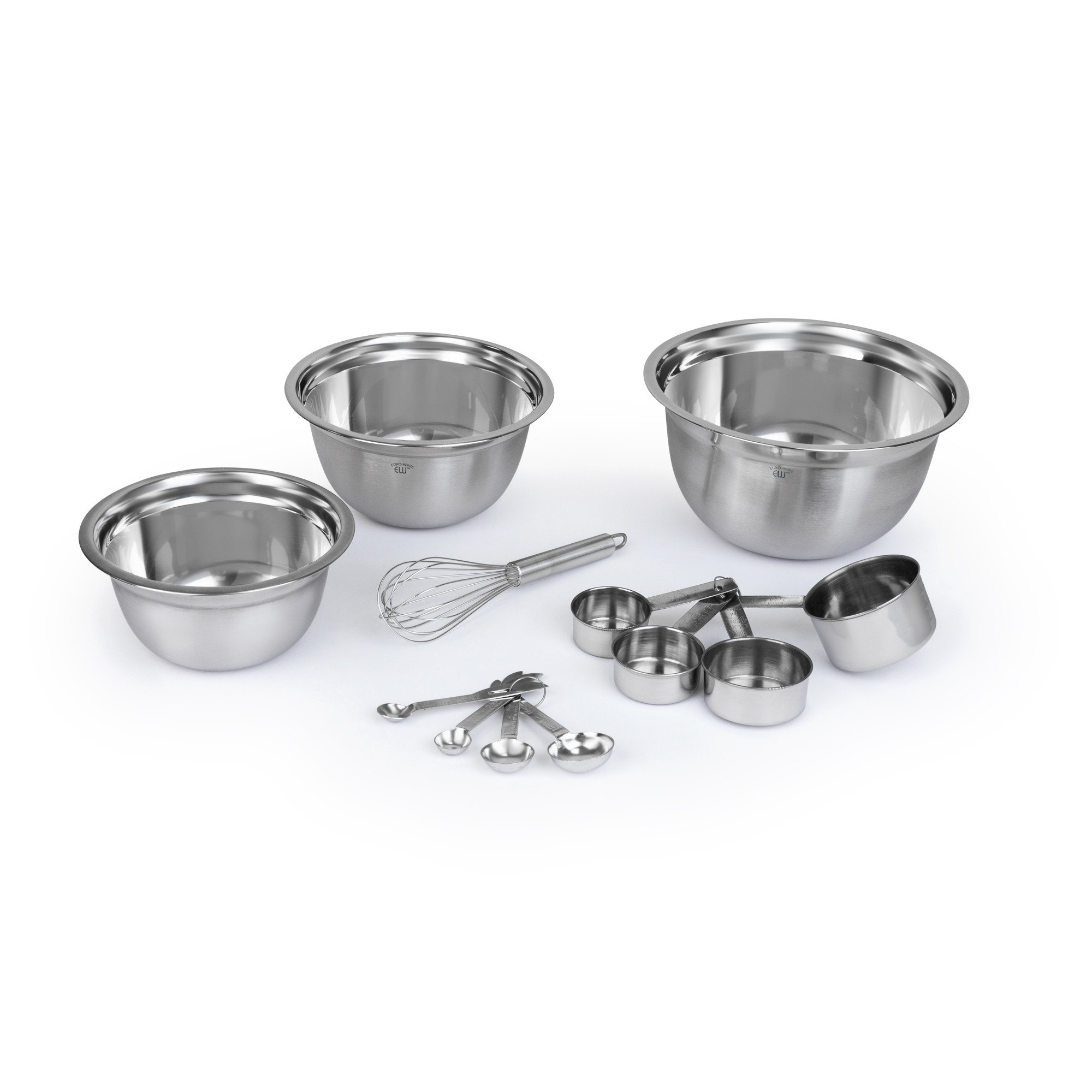 EuroHome 12 Piece Kitchen Mixing & Measuring Set, Stainless Steel ...
