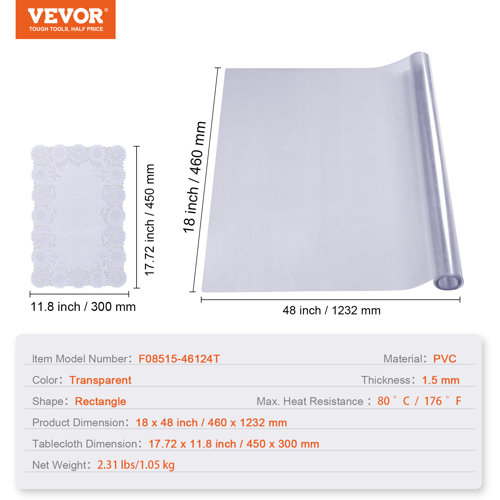 VEVOR Rectangle Plastic / Acrylic Table Protector | Wayfair