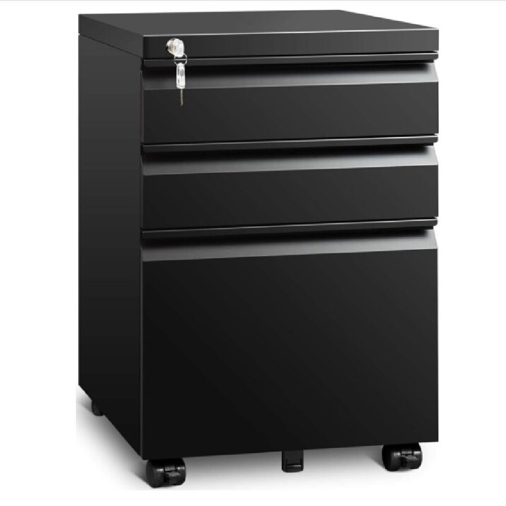 Inbox Zero Mobile File Cabinet with Lock, 3 Drawer Filing Cabinet | Wayfair