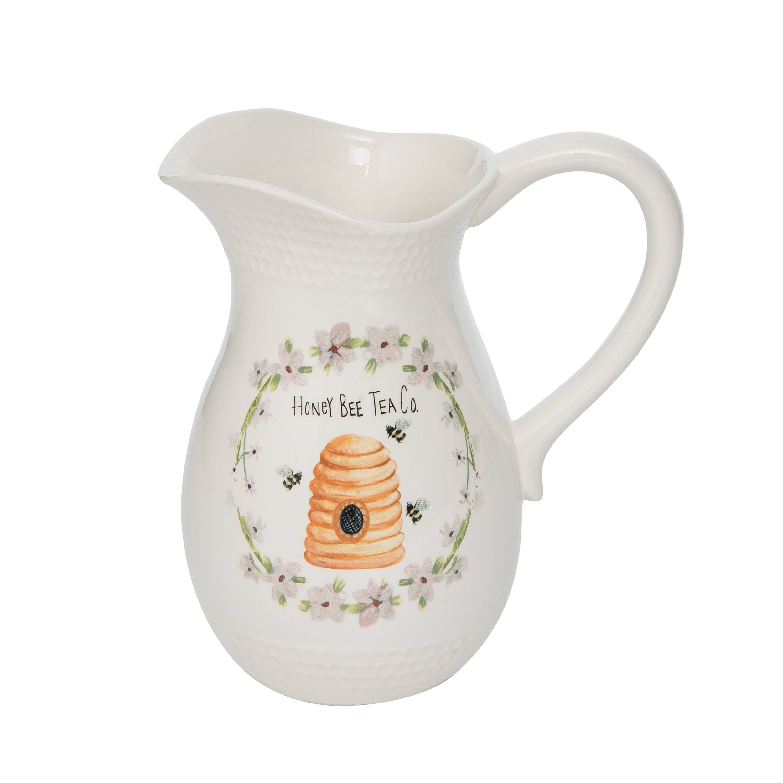 August Grove® VIP Dolomite 8.5 in. White Honey Bee Tea Company Pitcher ...