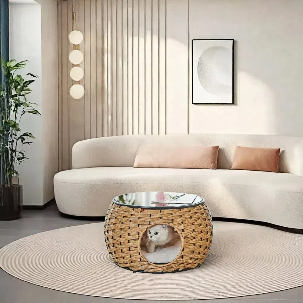 AWORET Rattan Cat House Coffee Table | Wayfair