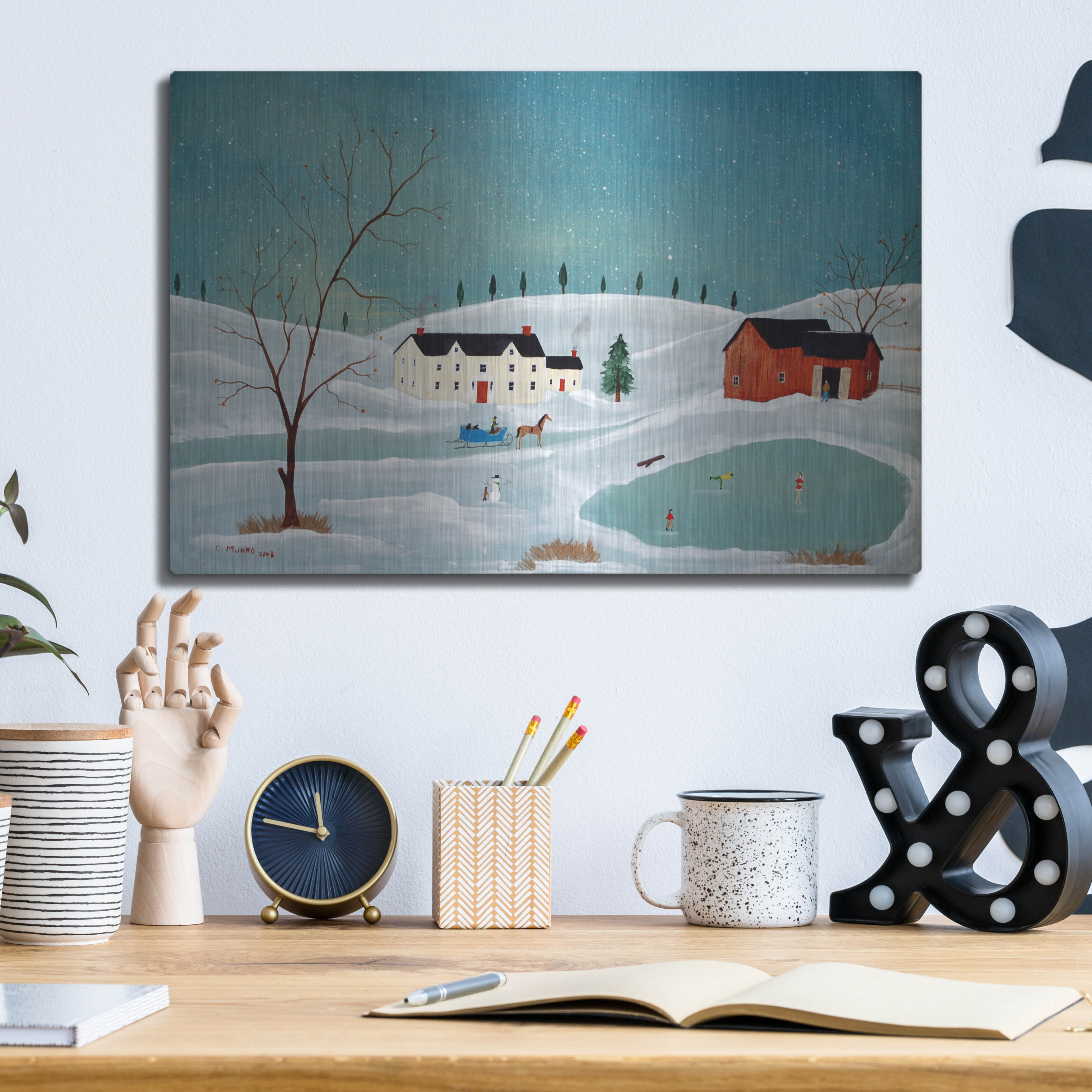 August Grove® 'Snow Scene' by C Munro Metal Wall Art | Wayfair