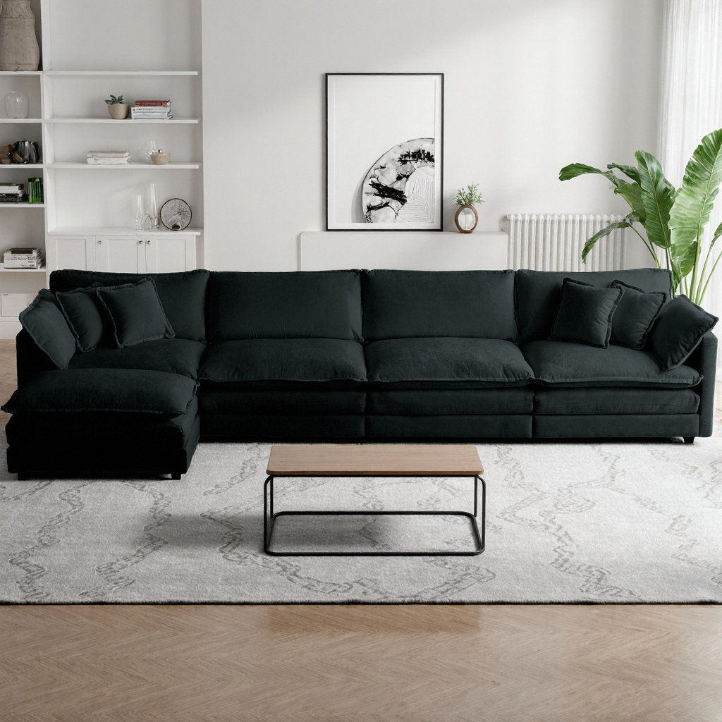 Latitude Run® 5-Seater L-Shaped Sectional Sofa with Ottoman - Modular ...
