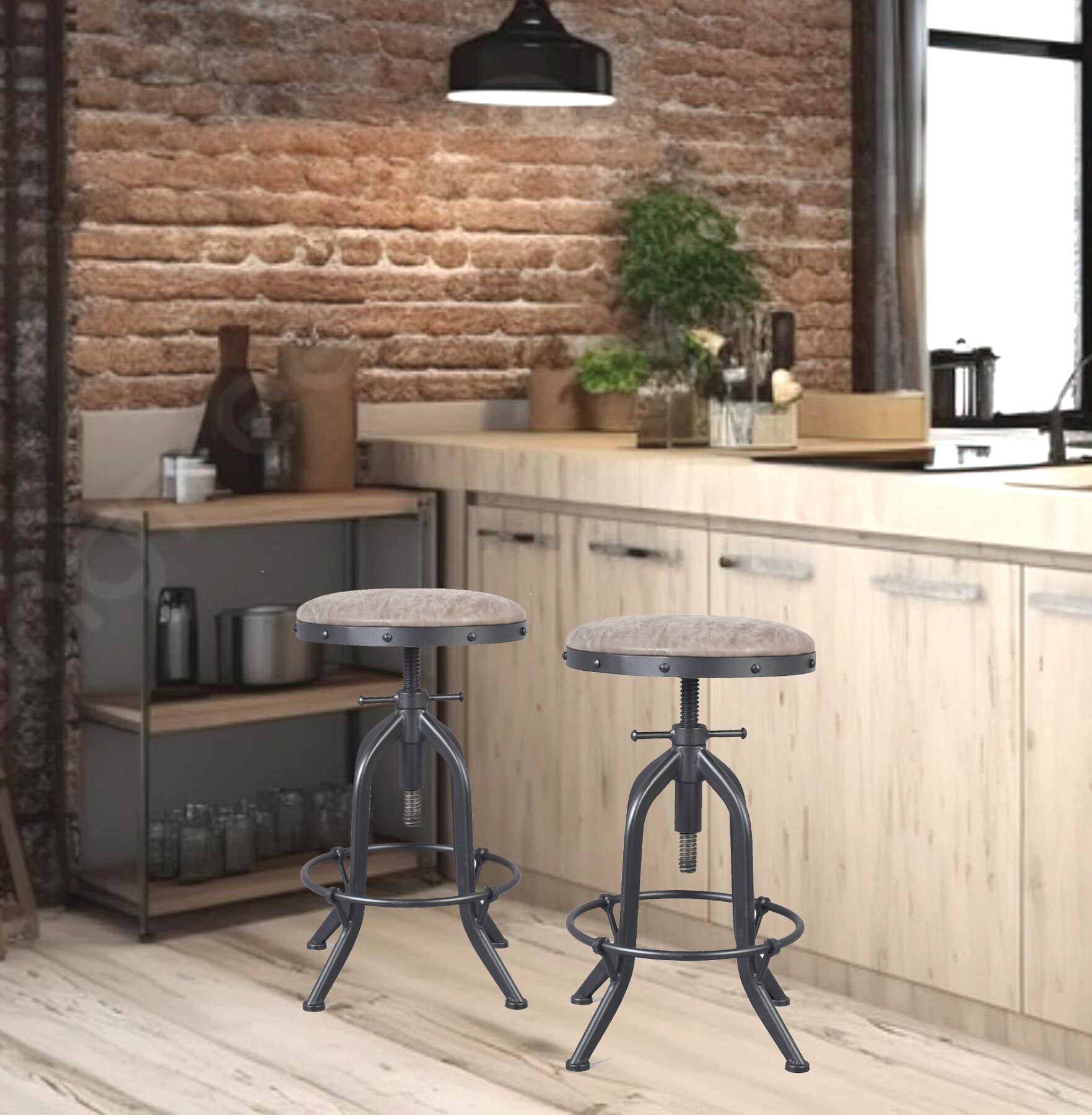 Williston Forge Set Of 2,20.5-24.4 Inch Counter Height Stools,Backless ...