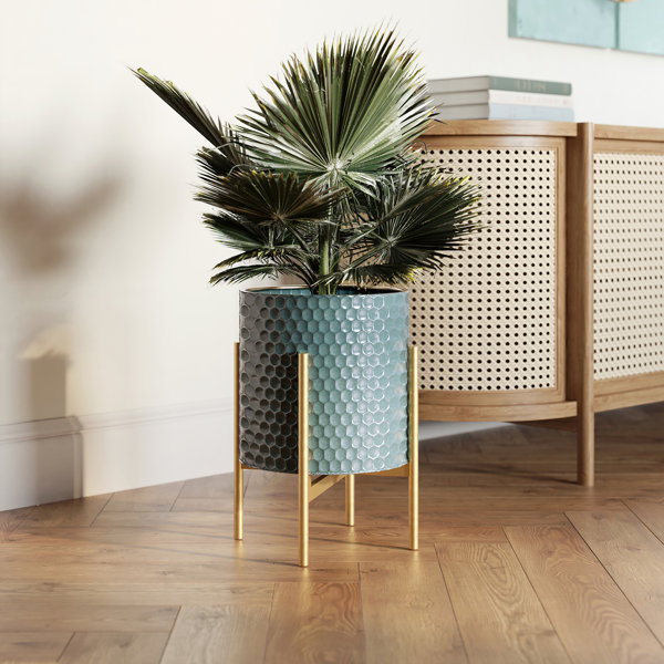 Aspire Rhys Mid Century Modern Indoor Metal Pot Planter With 4-Leg ...