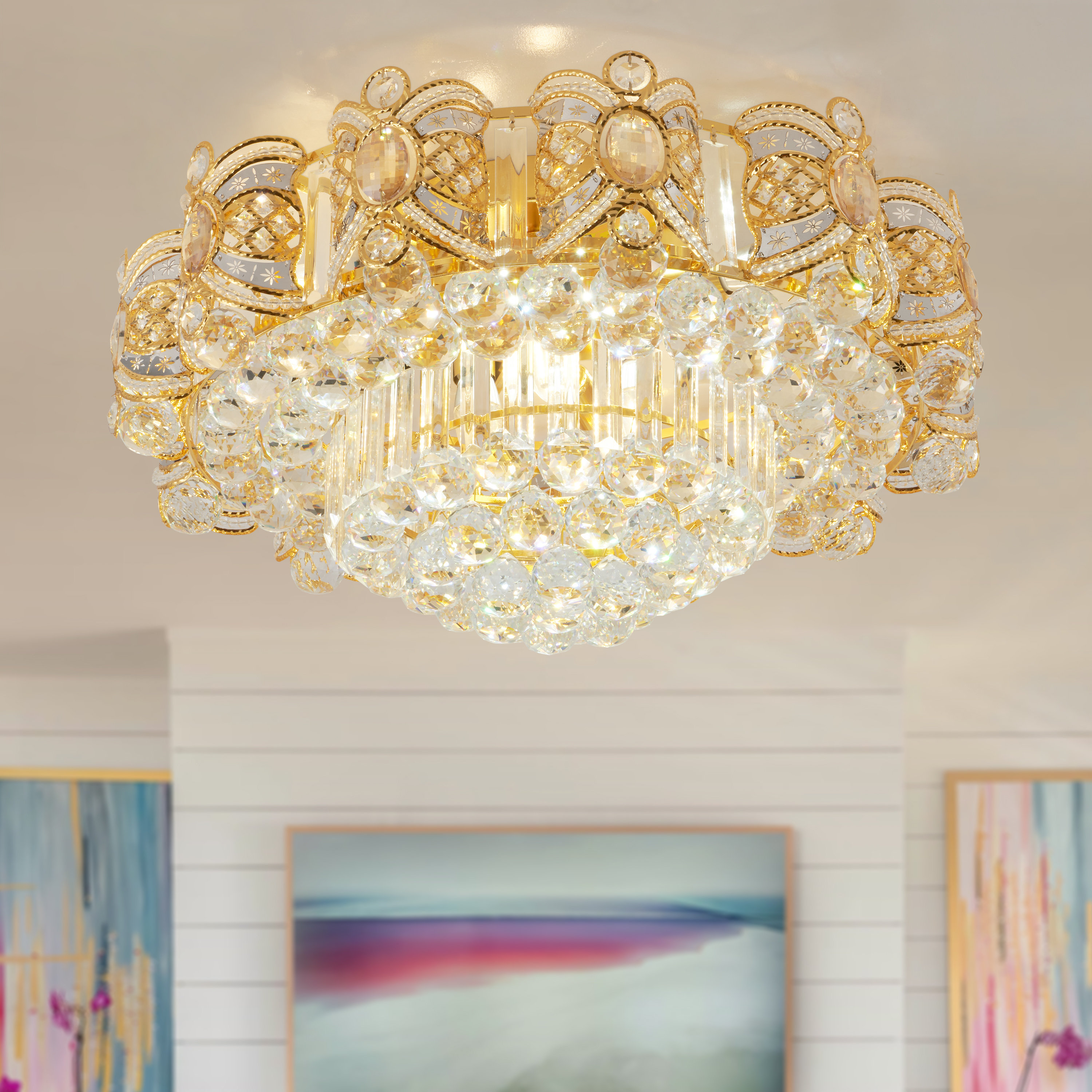 Rosdorf Park Kayana Modern Crystal Flush Mount Lighting | Wayfair