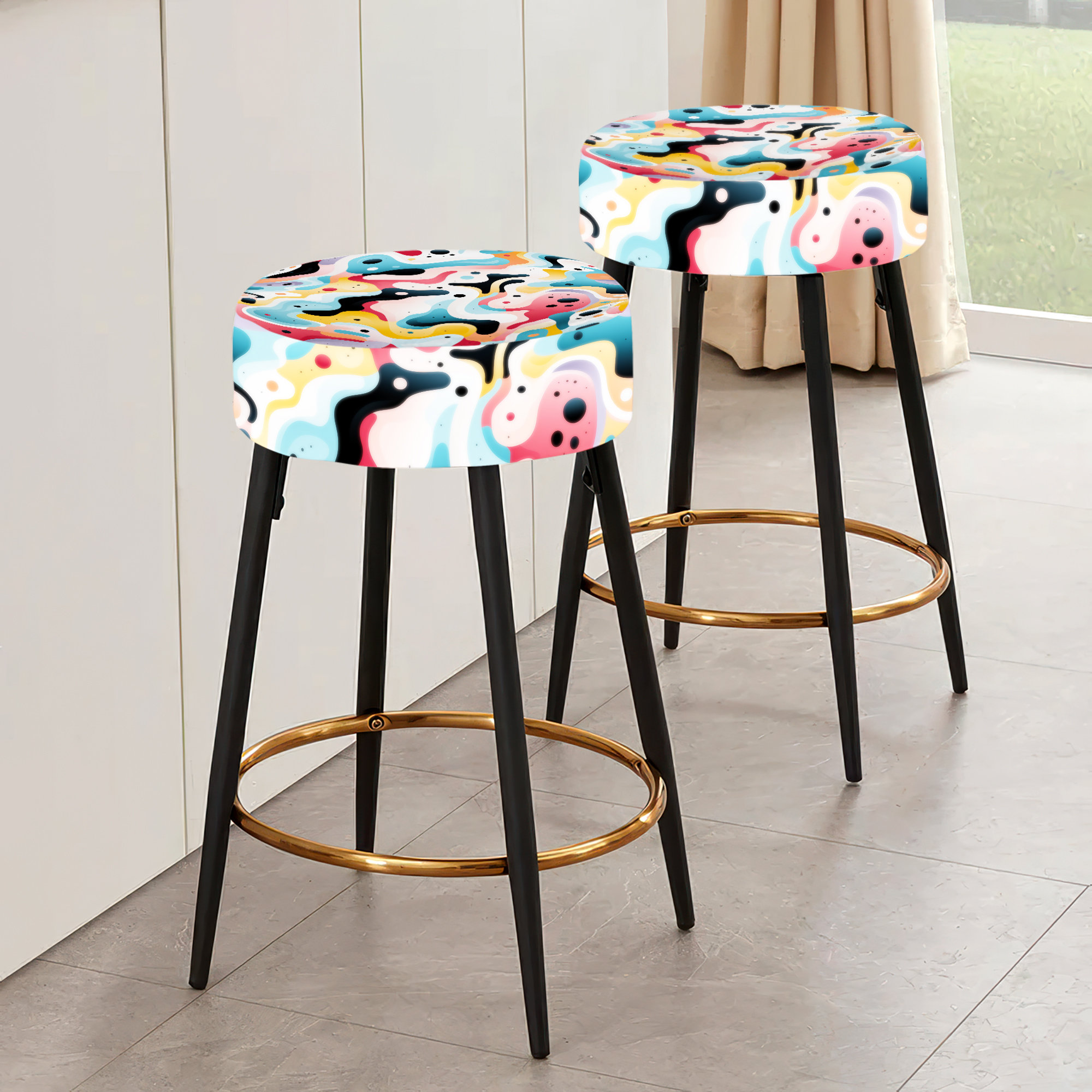 Design Art Pastel Mid Century Pattern Colors - Midcentury Bar Stools ...