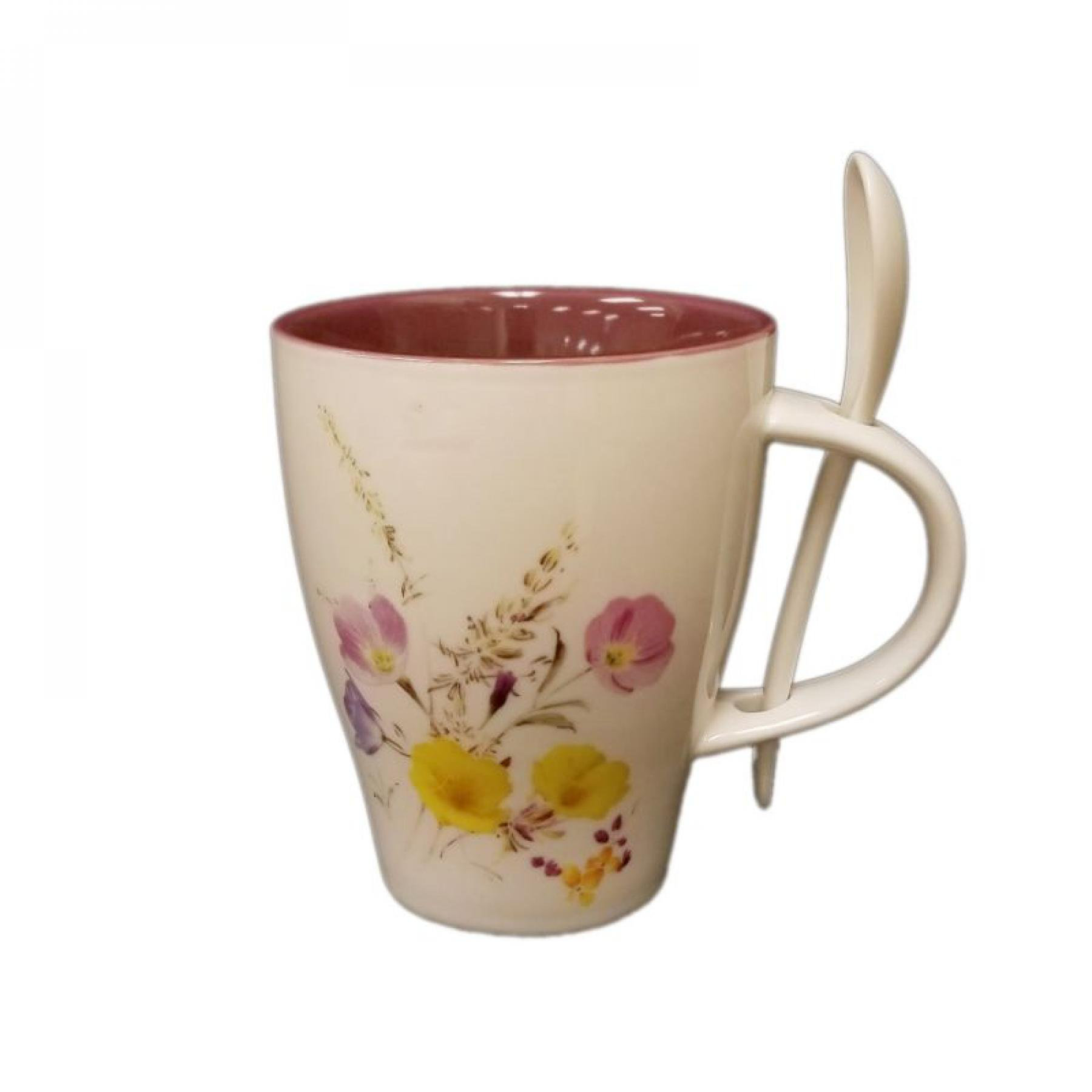 Latitude Run® Primrose Flowers Mug And Spoon | Wayfair