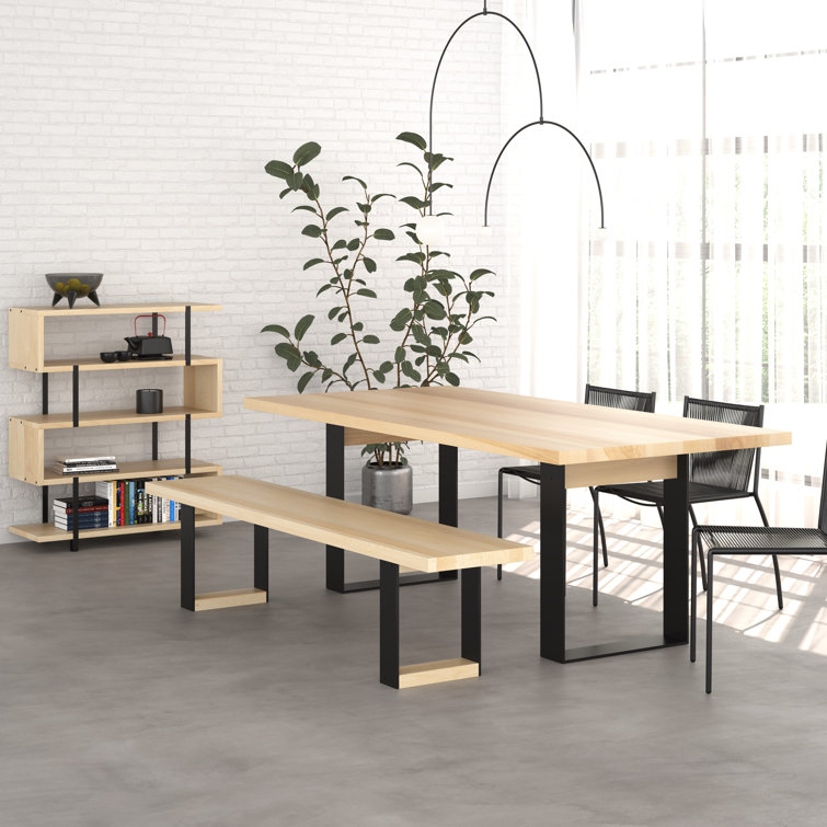 NOBL Solid Wood Top Metal Base Dining Table - Wayfair Canada