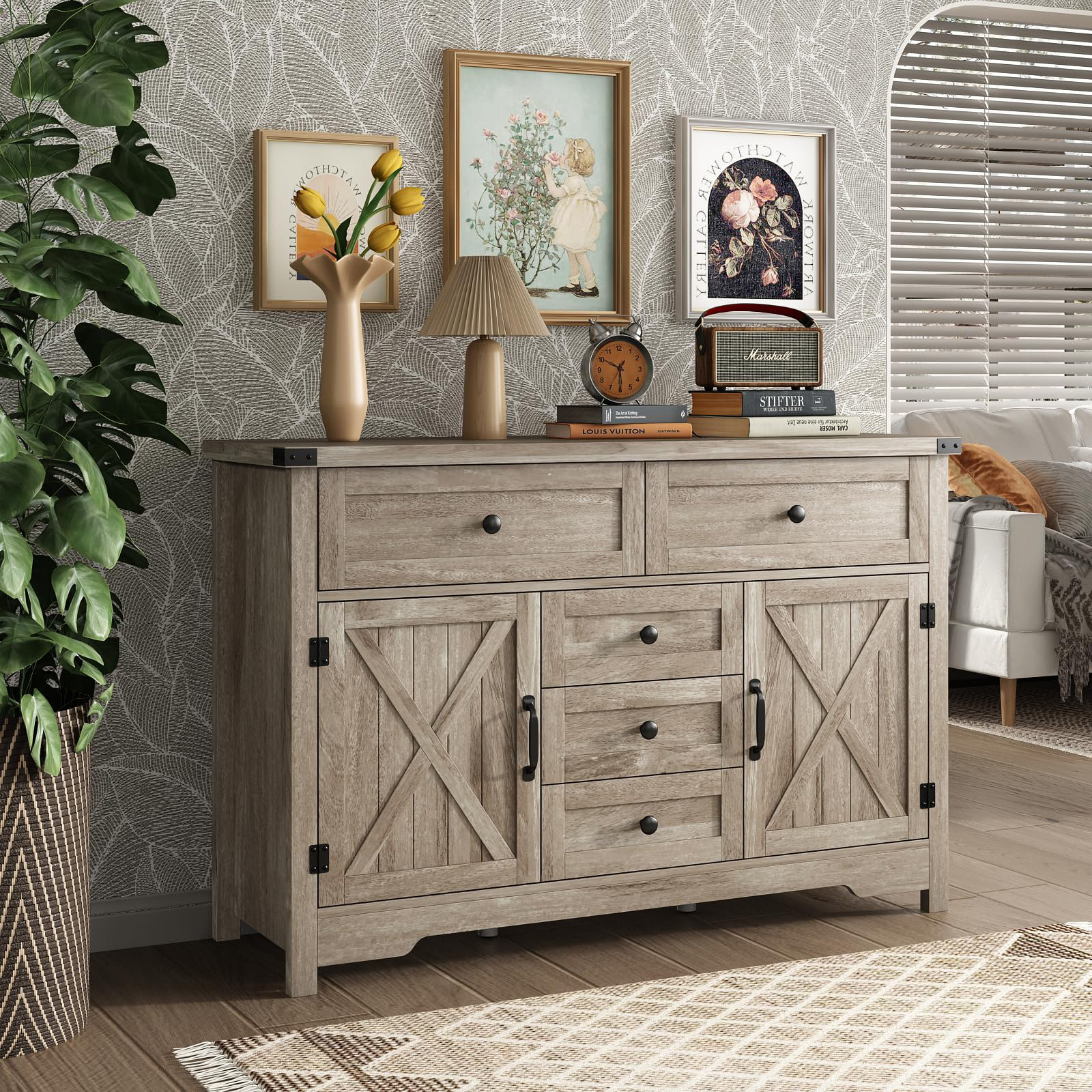 August Grove® 47.3'' Farmhouse Dresser Chests For Bedroom With 5 ...