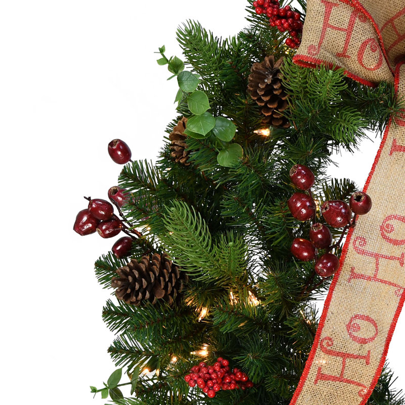 The Holiday Aisle® Pre-lit Decorated 24" Lighted Wreath & Reviews | Wayfair