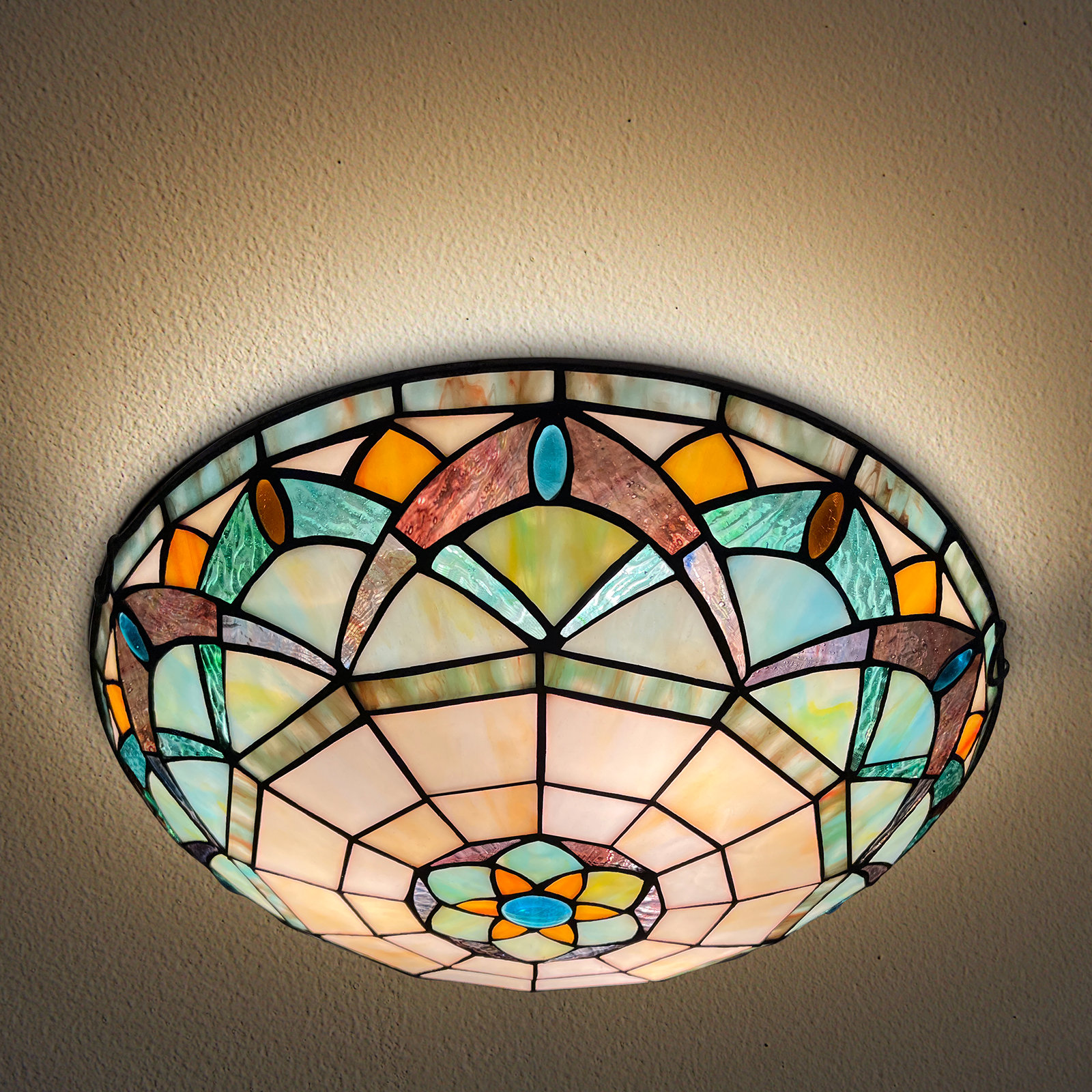 Vinplus Tiffany Glass Flush Mount & Reviews | Wayfair