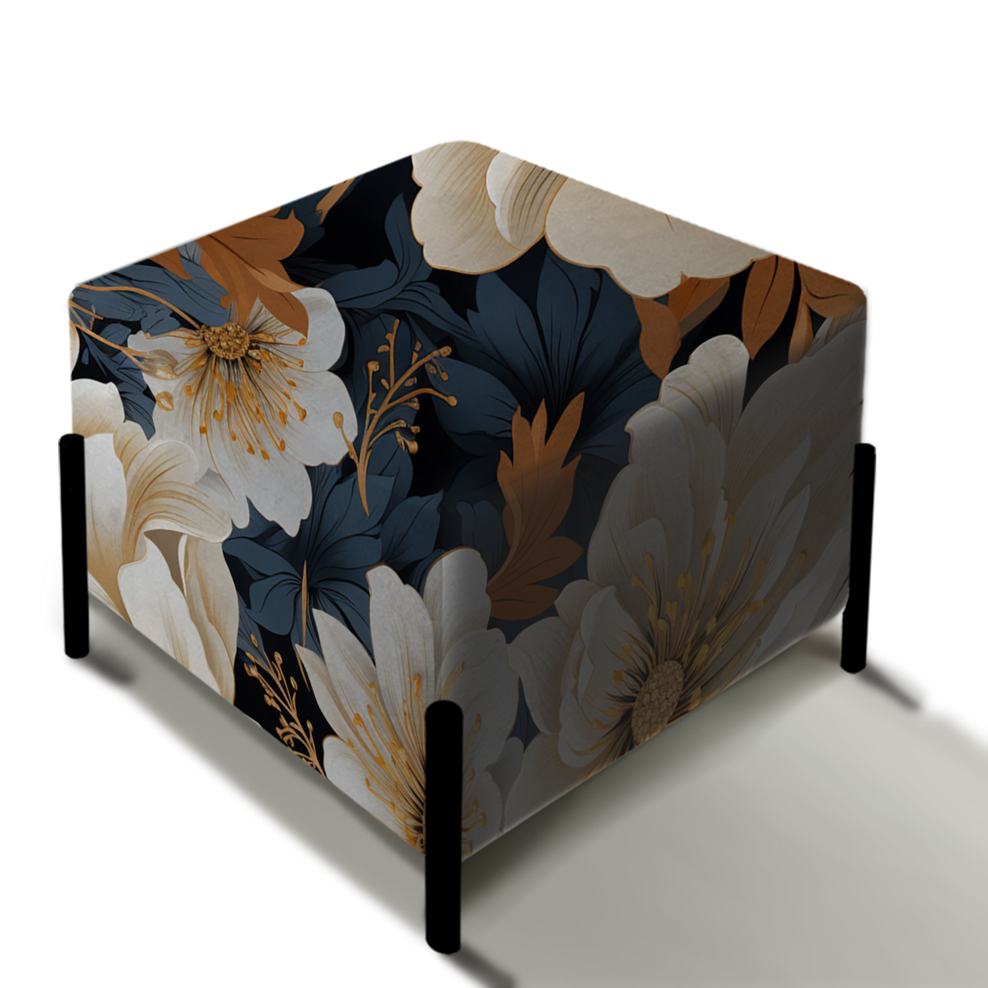 Design Art White & Gold Contemporary Floral Fusion Collage - Floral ...