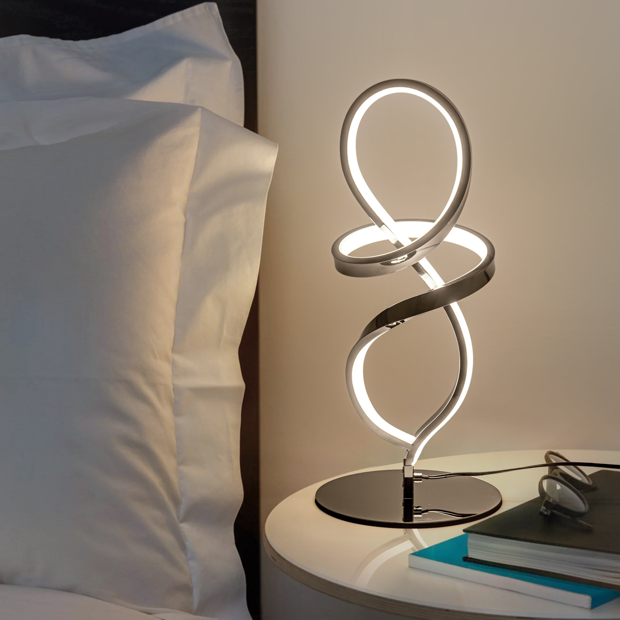 Brayden Studio Modern Table Lamp, Led Spiral Lamp, Stepless Dimmable ...