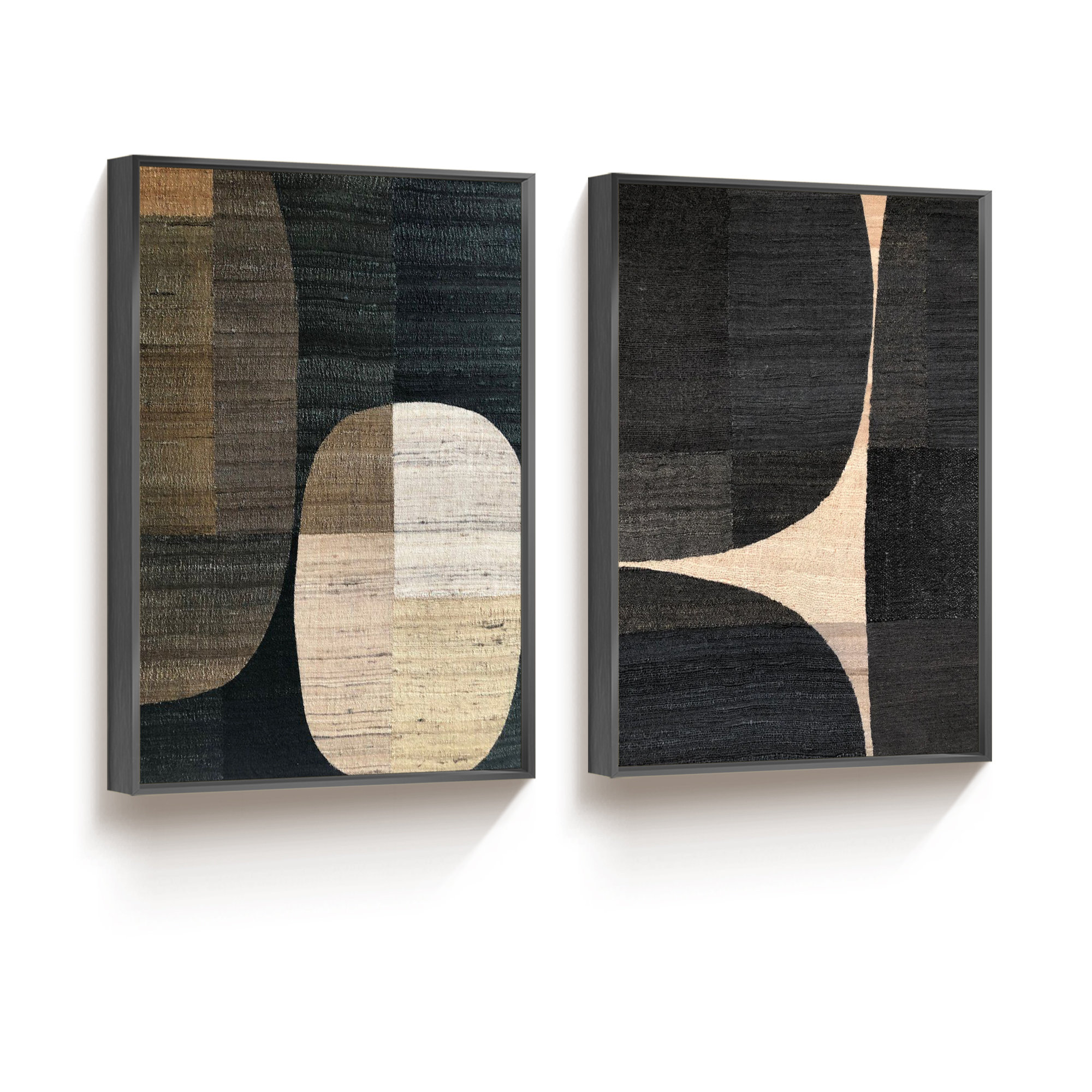 Ivy Bronx Luxury Aluminum Frame Canvas Art 2 Pieces Geometric Abstract ...