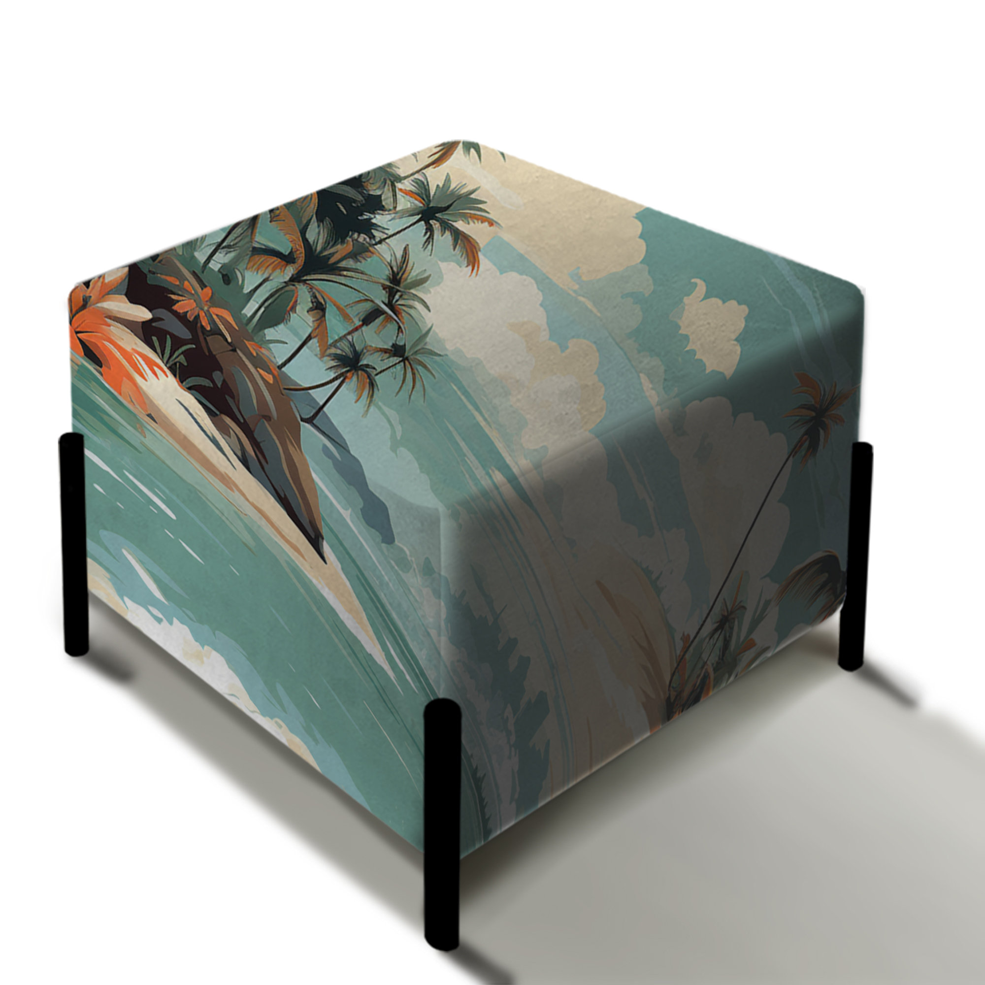 Design Art Coastal Vision Tropical Pattern - Tropical Square Ottoman ...