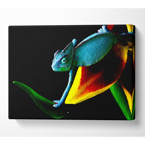17 Stories Chameleon In Blue - Wrapped Canvas Print | Wayfair.co.uk