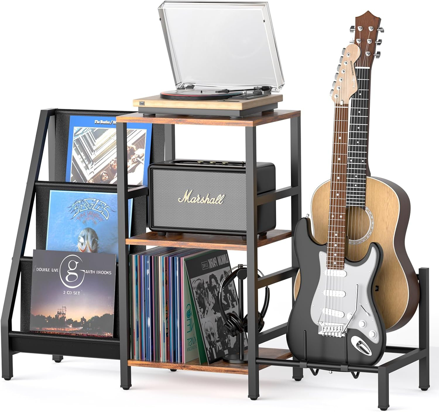 17 Stories Record Player Stand With Vinyl Storage For 200 Albums ...
