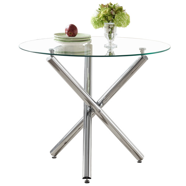 Wrought Studio Allayne Round Glass Dining Table & Reviews | Wayfair