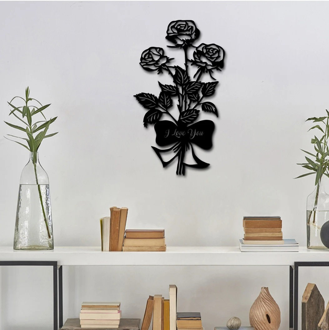 Lark Manor™ Rose Metal Wall Art, Wall Decor, Metal Wall Sign, Metal ...