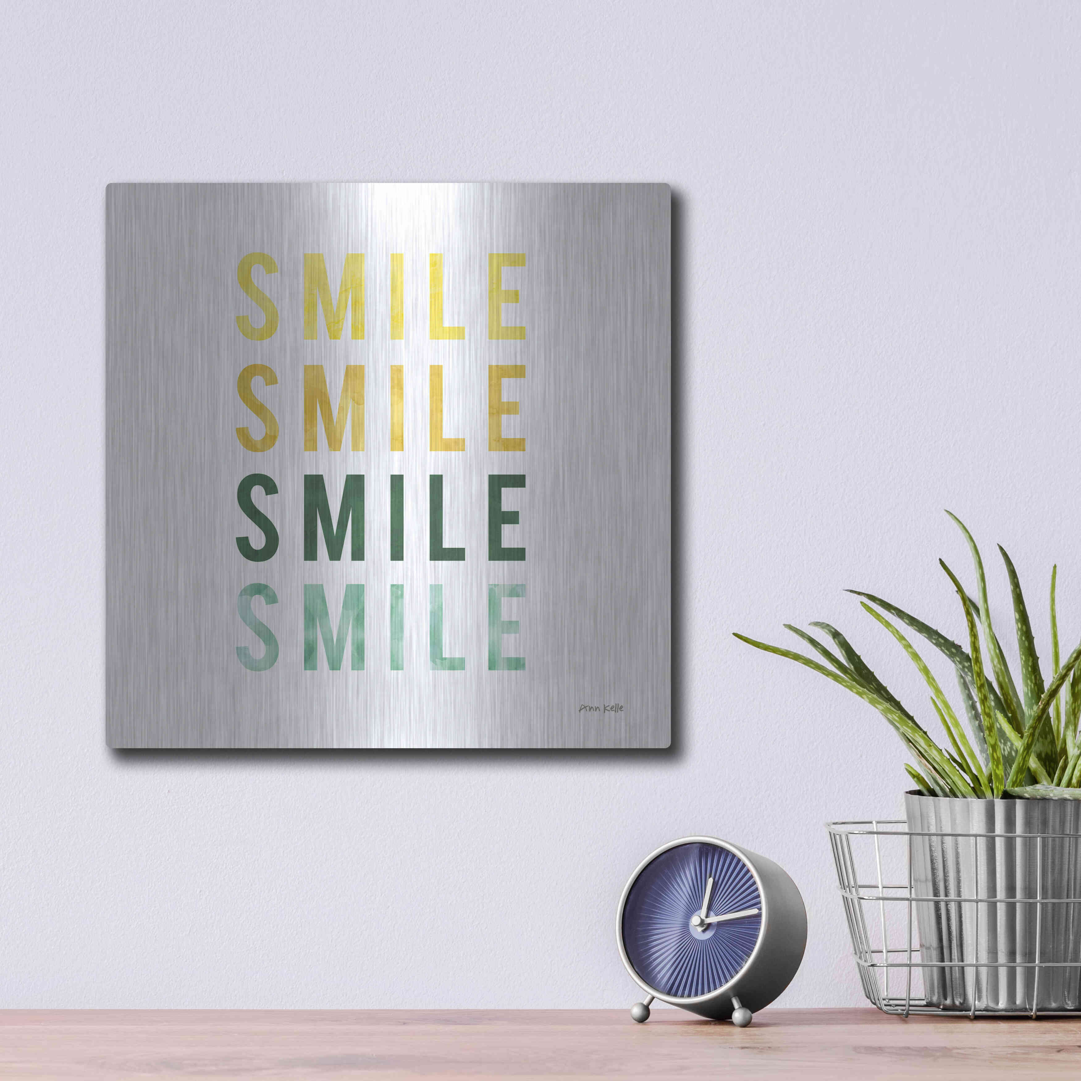 Ebern Designs Smile Smile' by Ann Kelle Designs, Metal Wall Art | Wayfair