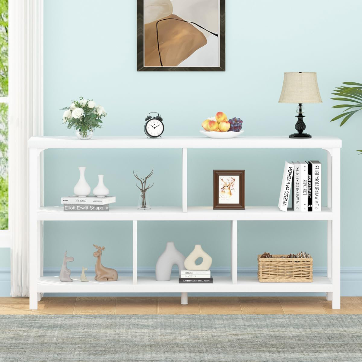 Corrigan Studio® Industrial Horizontal Cubby Book Shelf, Low Open Shelf ...