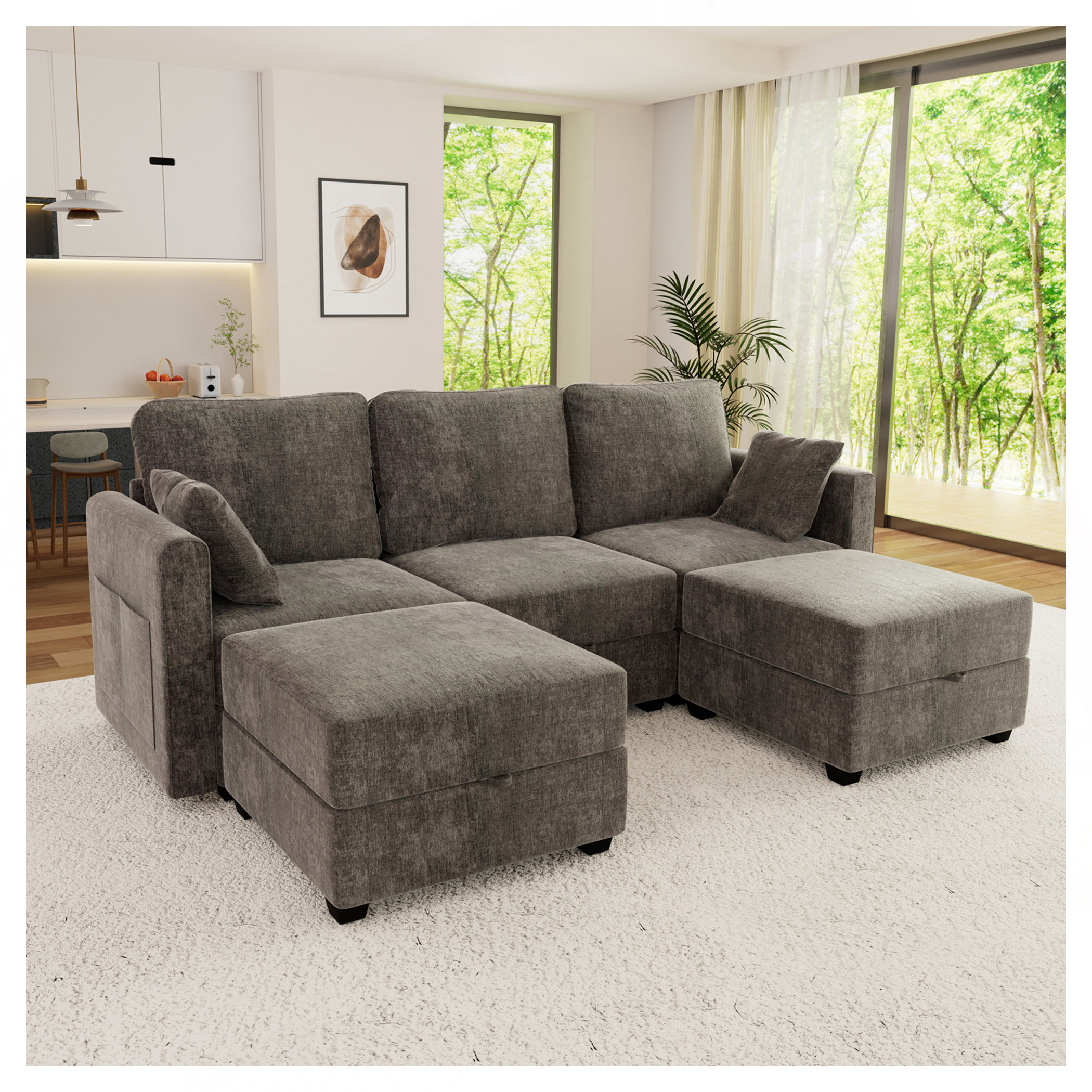 Latitude Run® Modular Sectional Sofa Convertible U Shaped Sofa Couch ...