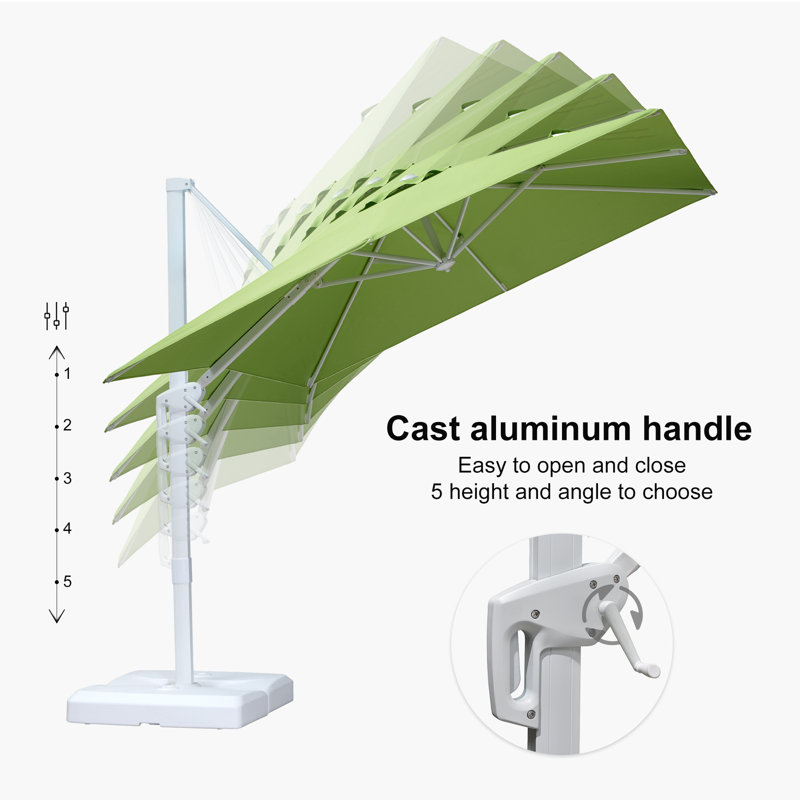 PURPLE LEAF Outdoor White Pole 96'' Square Offset Cantilever Umbrella ...