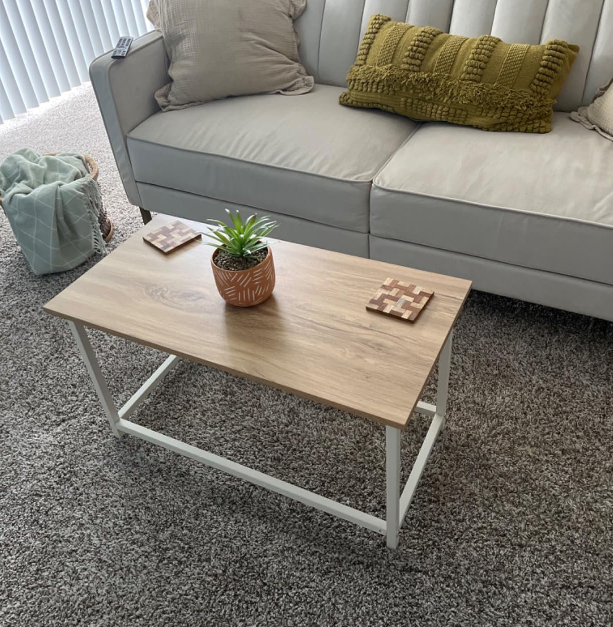 17 Stories Modern Coffee Table Rectangular Cnter Table Open Space for ...