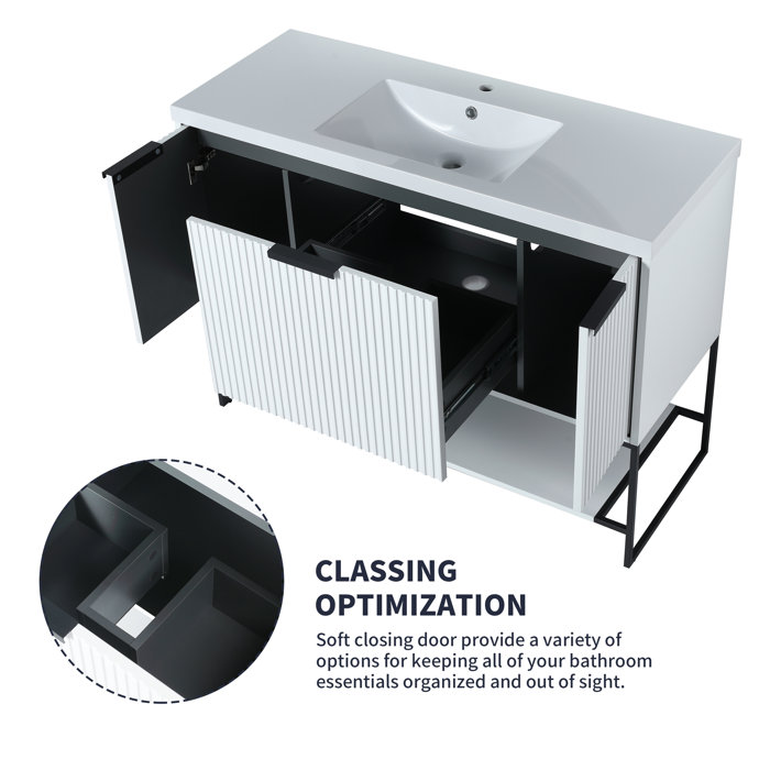 Mercer41 Quantesha 47.2'' Single Bathroom Vanity with Ceramic Top | Wayfair