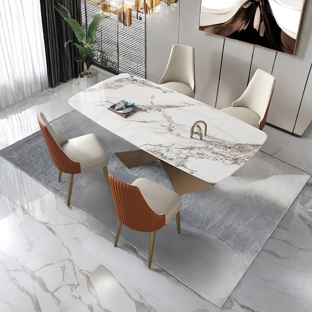 LJIA home Imported Full-Through Rock Board Dining Table Set | Wayfair