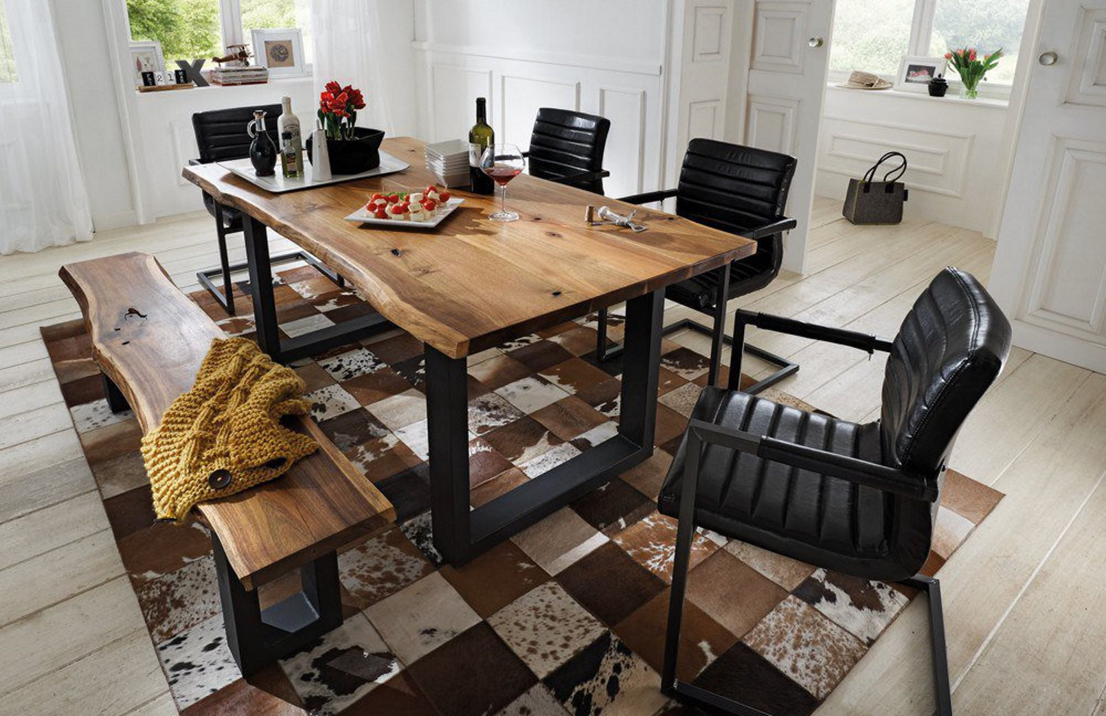 Union Rustic Lemay Solid Wood Top Metal Base Dining Table & Reviews ...