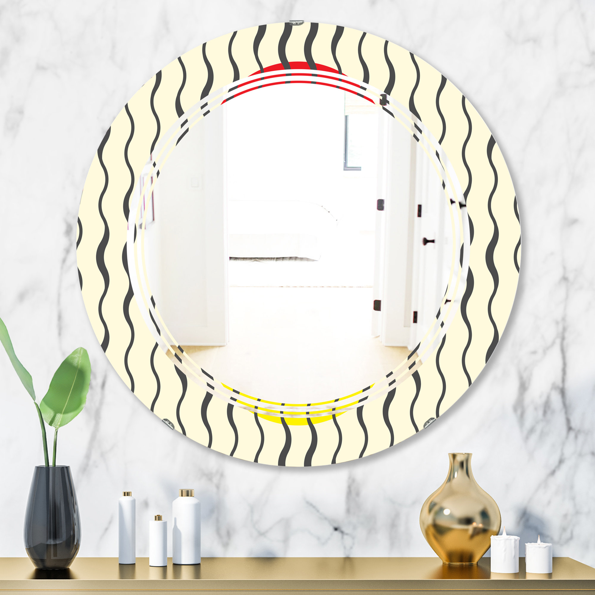 East Urban Home Wave Pattern Triple C Modern Frameless Wall Mirror ...