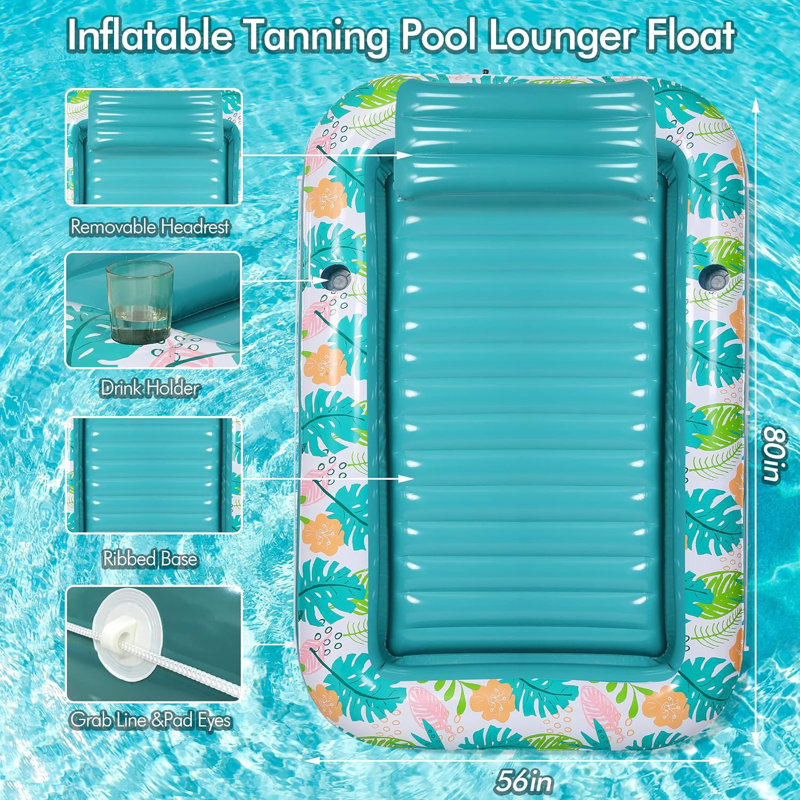 Utibia Inflatable Tanning Pool Lounger Float, Large Inflatable Pool ...