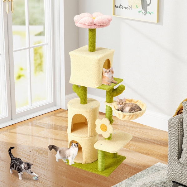 Tucker Murphy Pet™ 55'' Flower Cat Tree Tower, Cute Cat Tree For Indoor ...