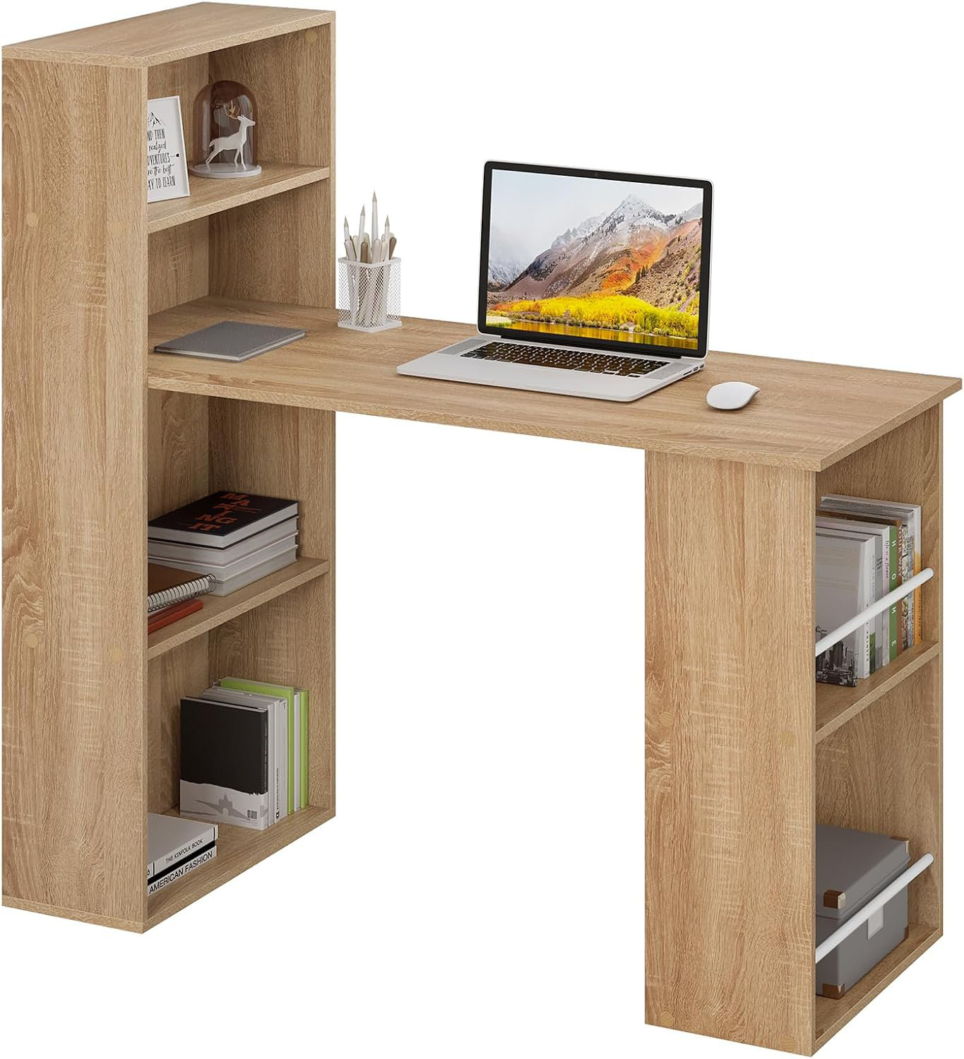 Alpen Home 120cm Desk With Shelves, Computer Desk With Shelf, Office ...