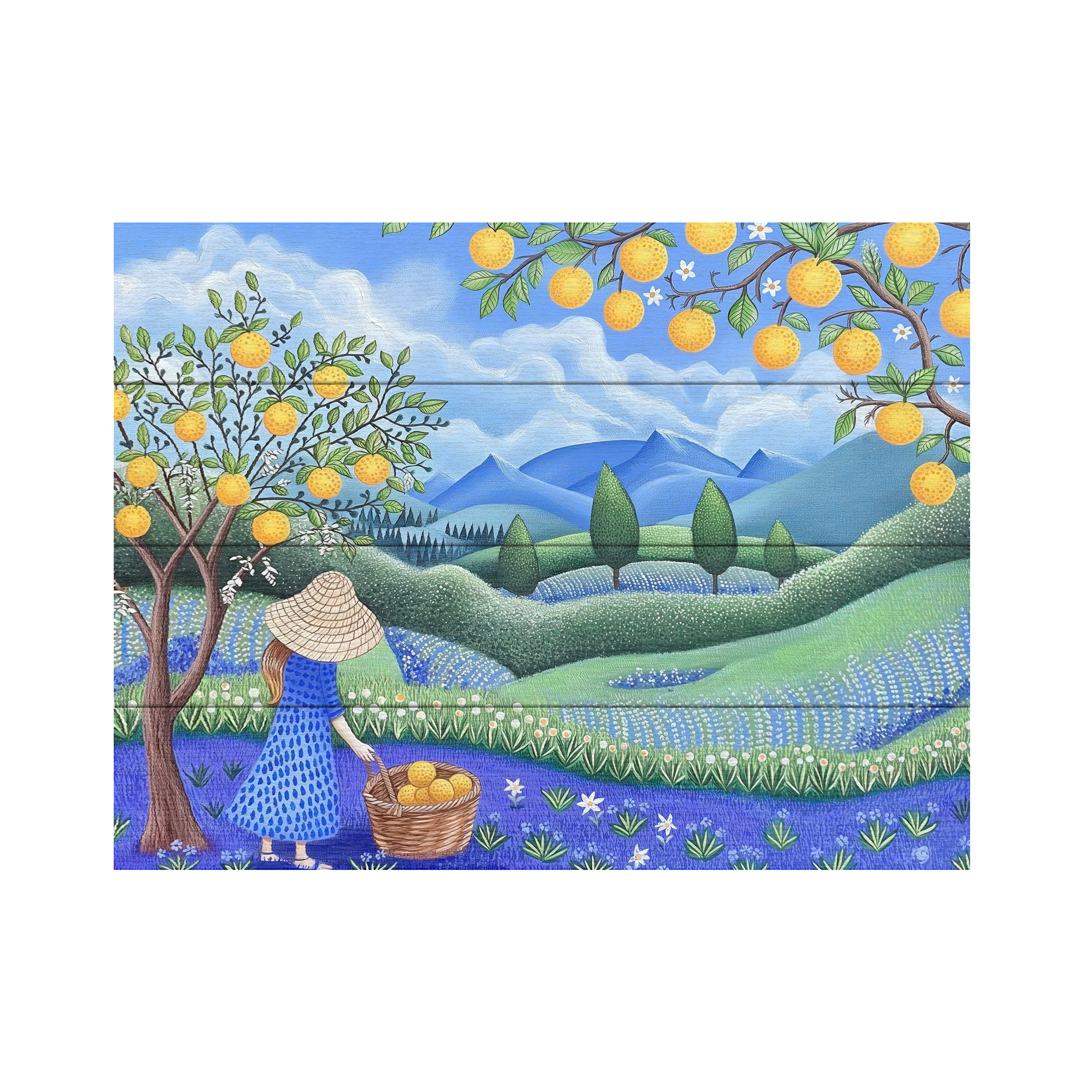 Ebern Designs Doron David Harvesting Happiness In The Orchard Wood Slat ...