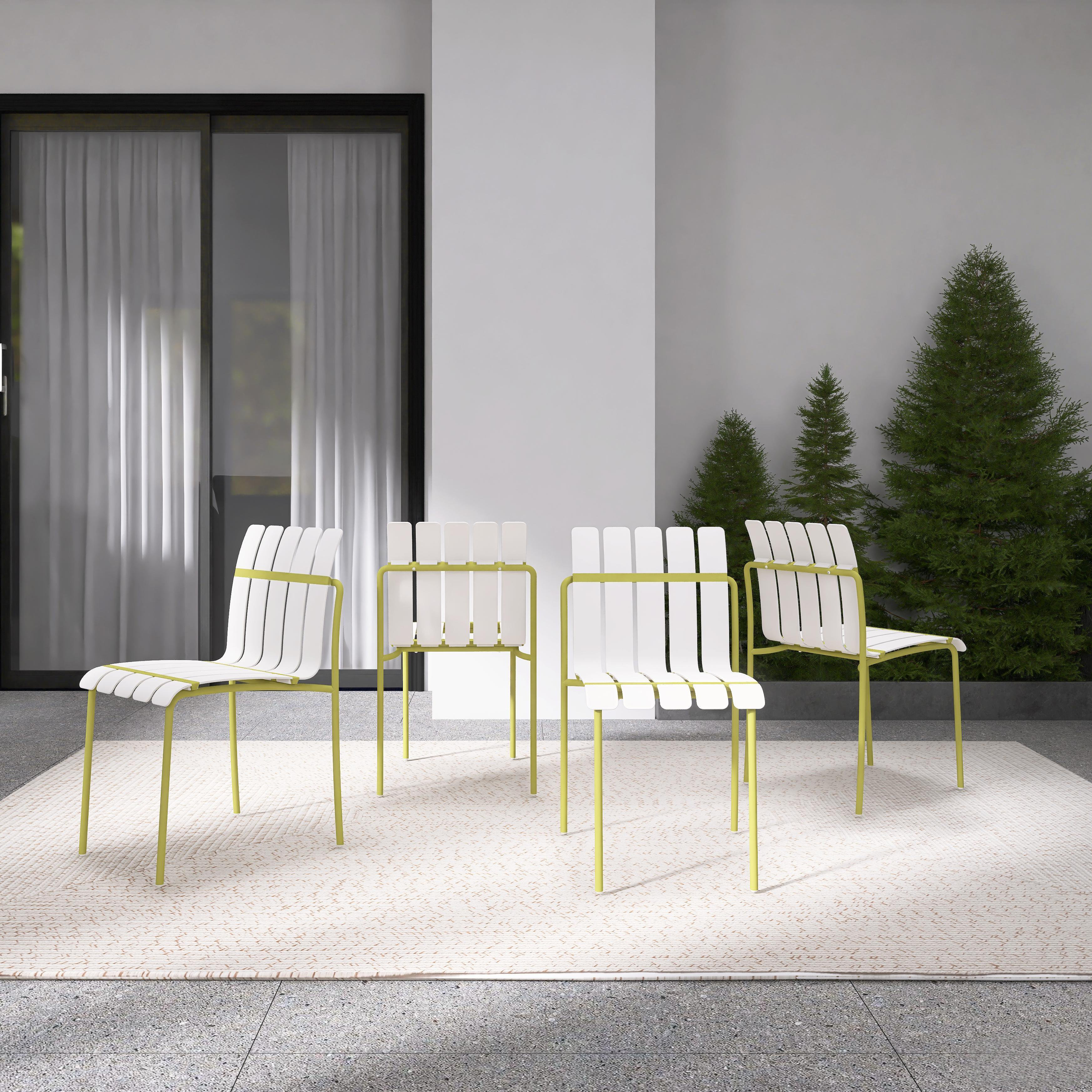 Latitude Run® Modern Striped Color Block Chairs With Waterproof PP Seat ...