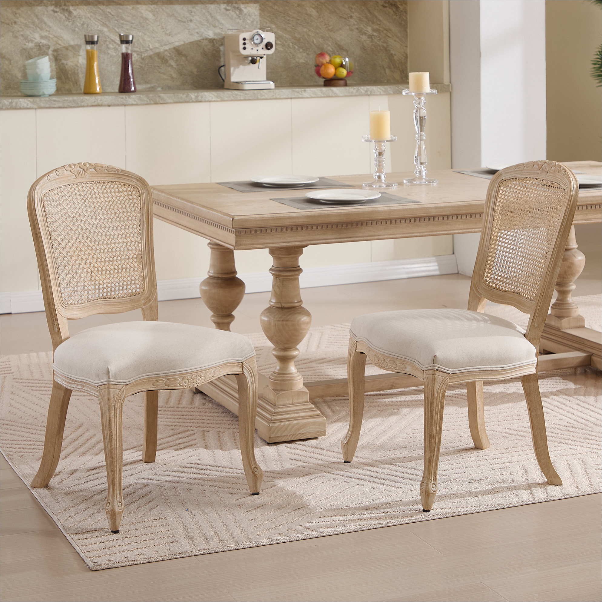 One Allium Way® French Country Dining Chairs Set of 2, Upholstered ...