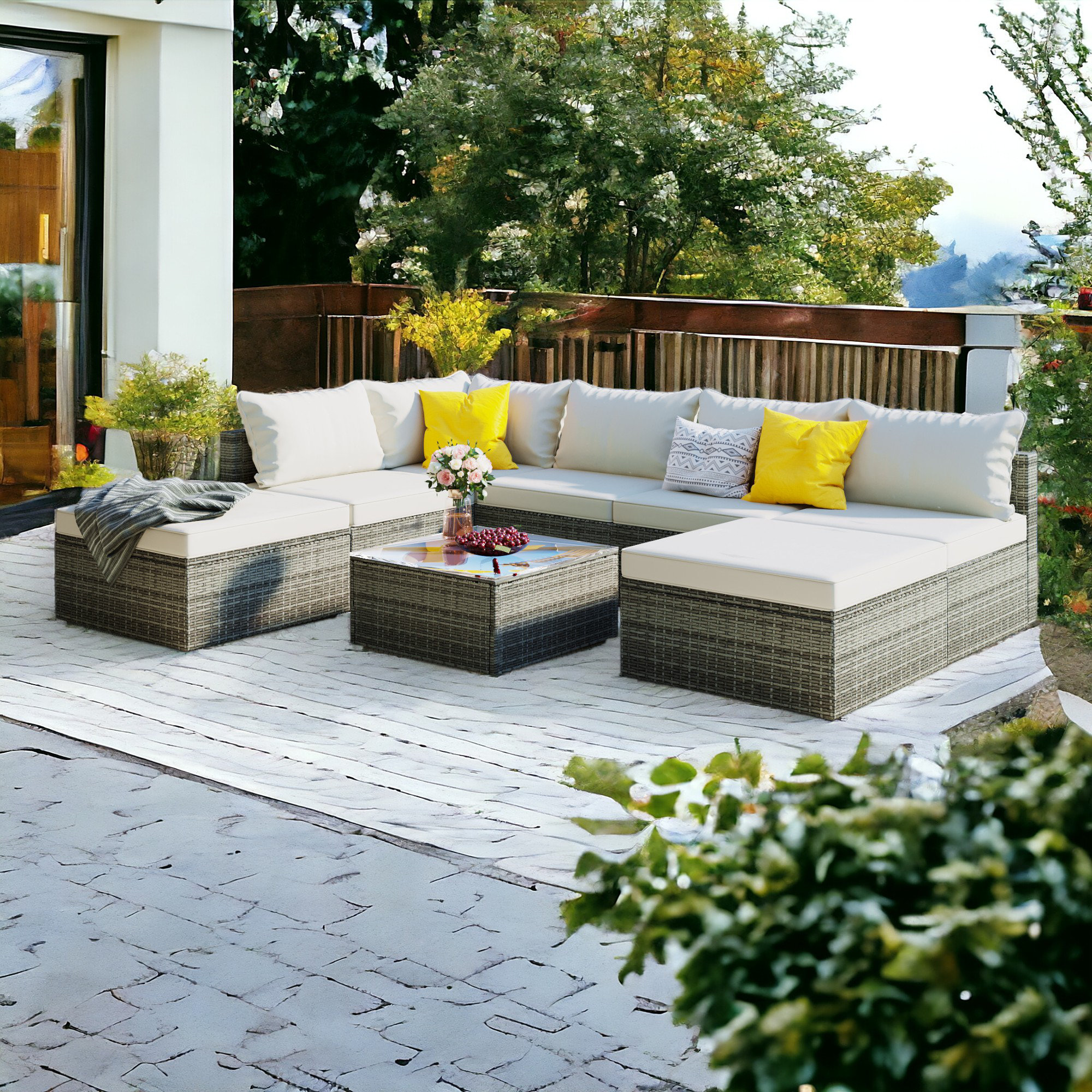 Latitude Run® Jeanann 6 - Person Outdoor Seating Group with Cushions ...