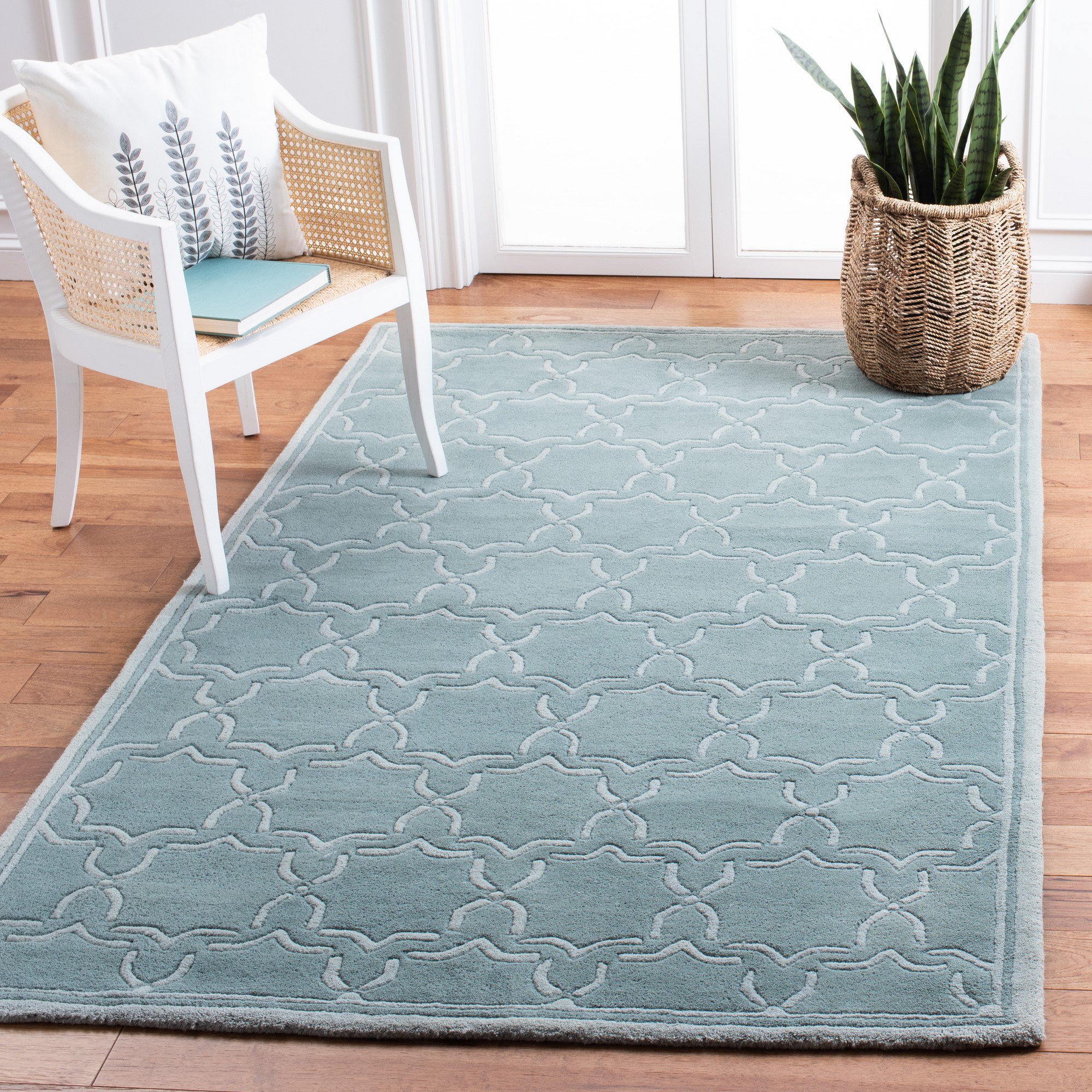 Winston Porter Tapis gris en laine touffeté à la main Carolene ...