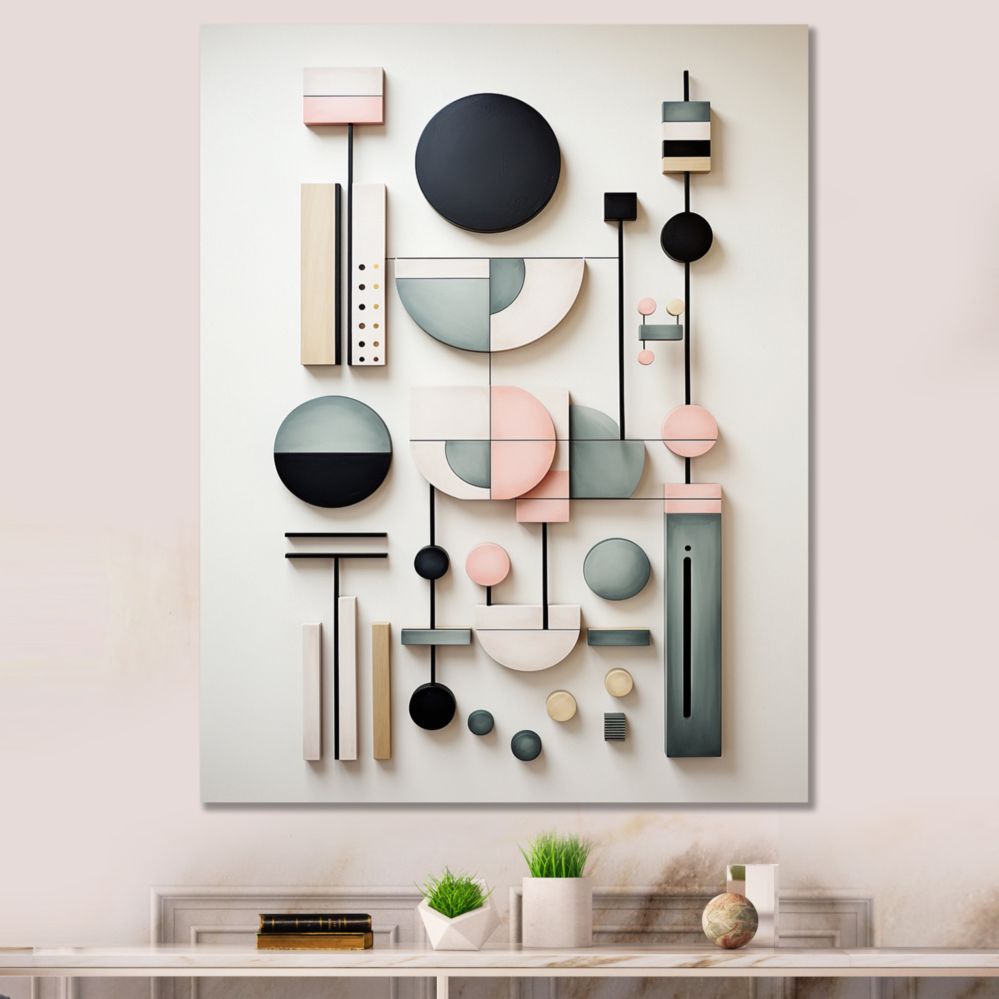 Wrought Studio Serendipity Elegant Geometric Shapes Retro Pink - Modern ...