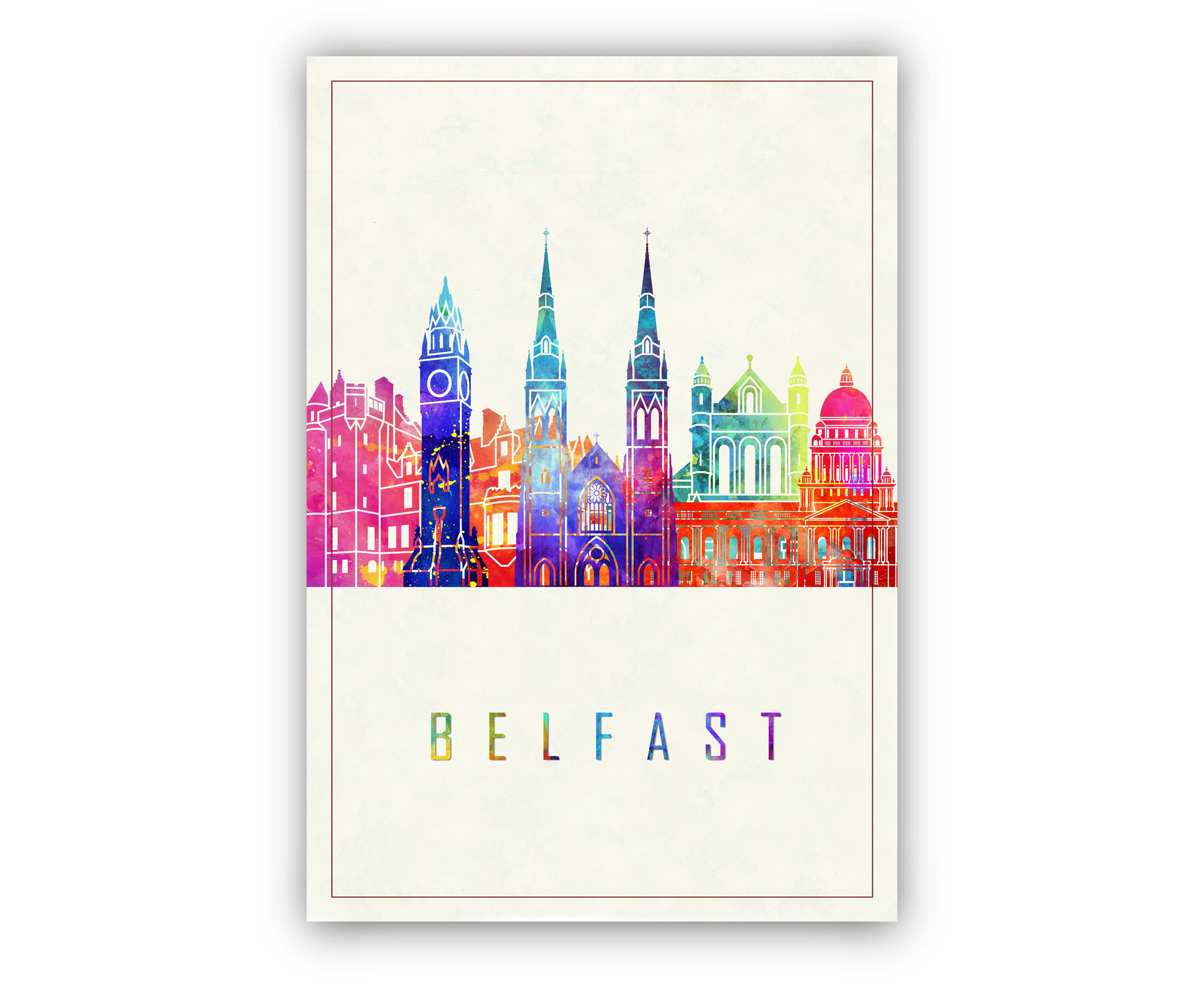 Ebern Designs Belfast Illustration Poster World Cities on | Wayfair