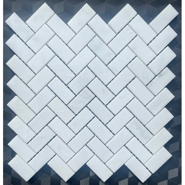 Mango Tile 1" x 2" Marble Herringbone Mosaic Wall & Floor Tile | Wayfair